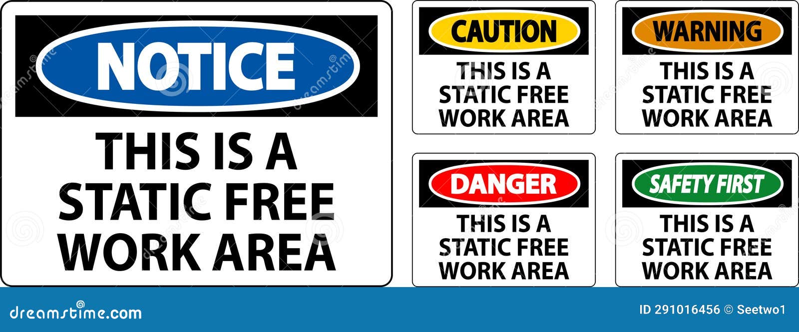 Notice Sign this is a Static Free Work Area Stock Vector - Illustration ...
