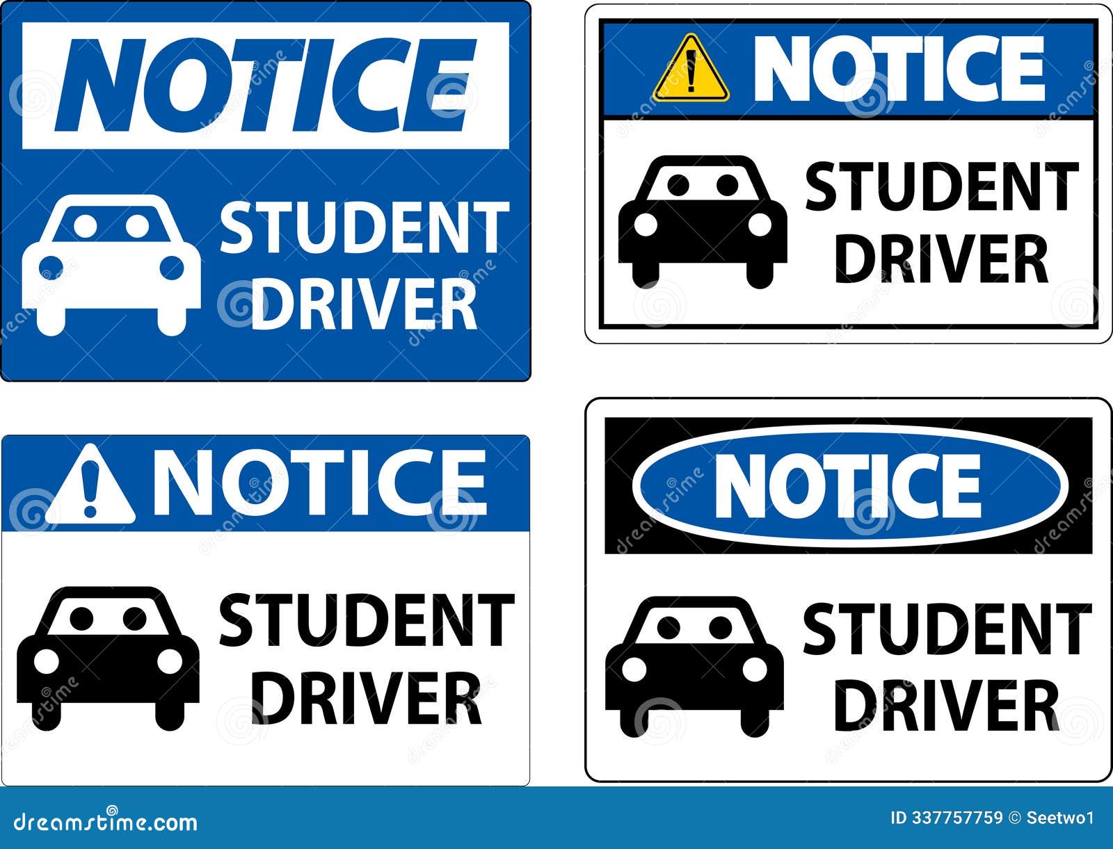 Notice Sign, Student Driver Sign Stock Vector - Illustration of safety ...