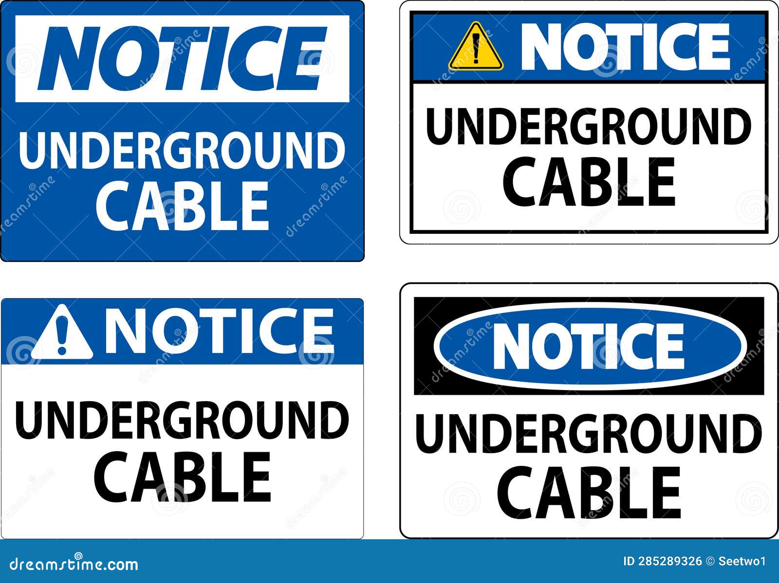 Notice Sign, Underground Cable Stock Vector - Illustration of electric ...