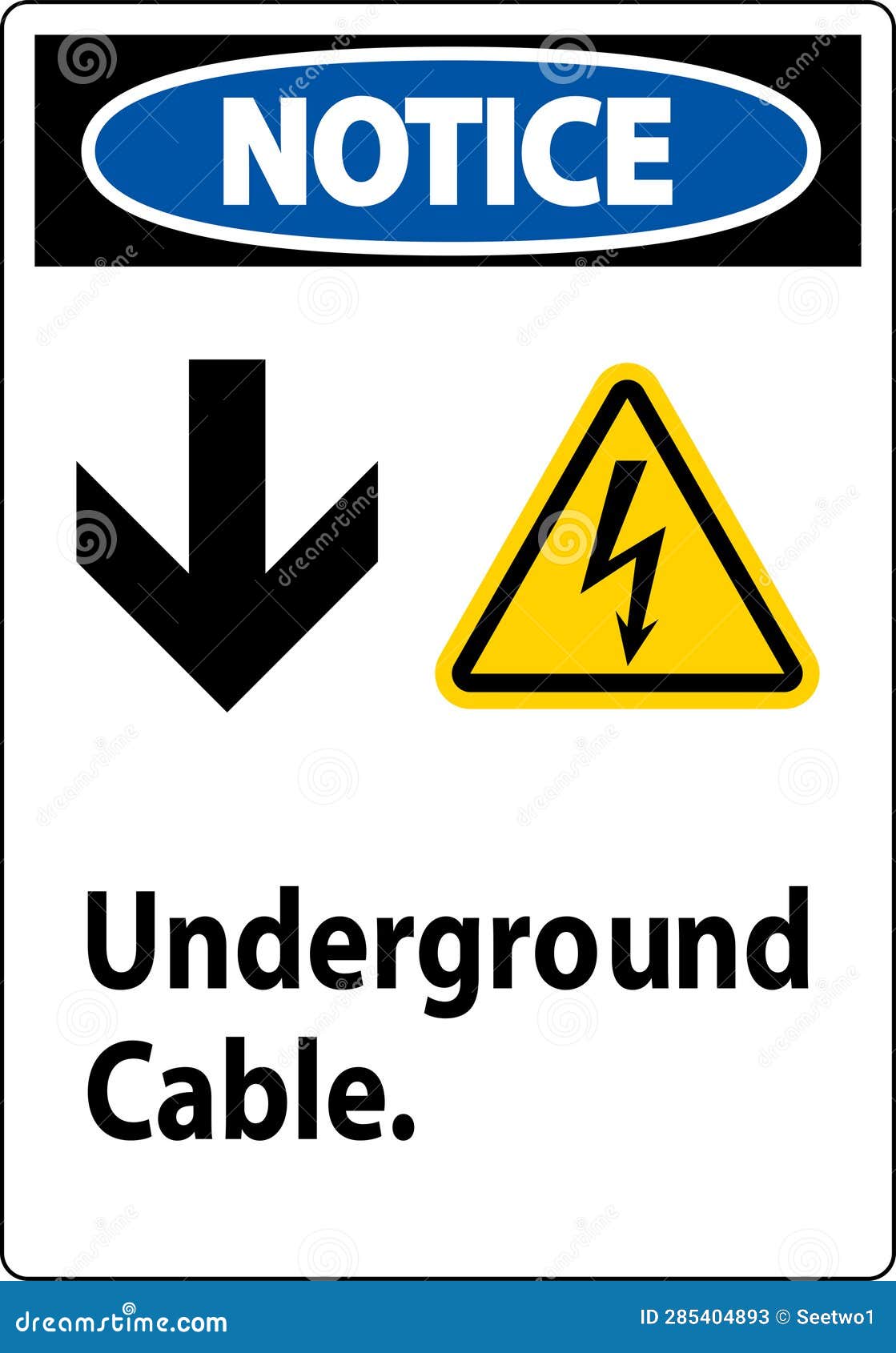Notice Sign, Underground Cable Sign Stock Vector - Illustration of ...