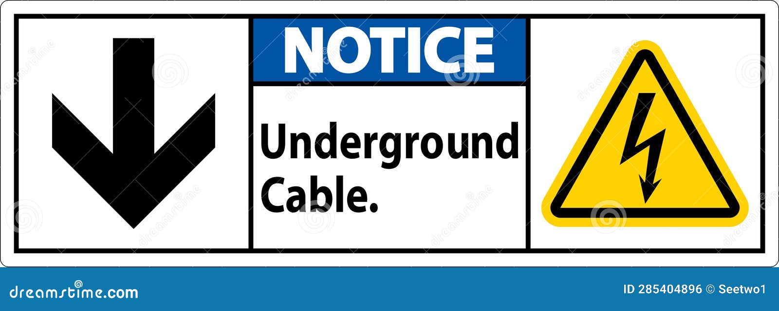 Notice Sign, Underground Cable Sign Stock Vector - Illustration of ...