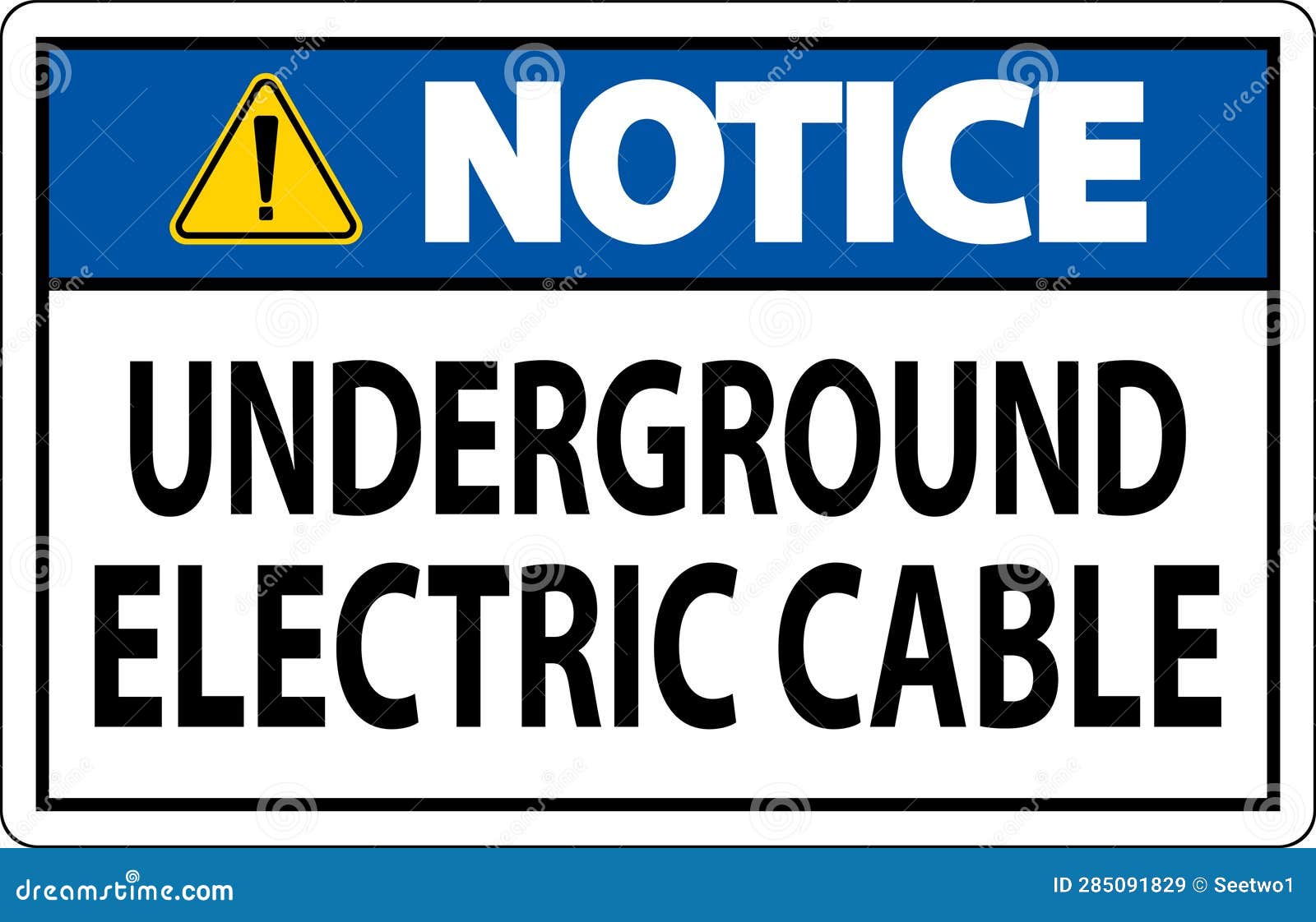 Notice Sign, Underground Electric Cable Stock Vector - Illustration of ...