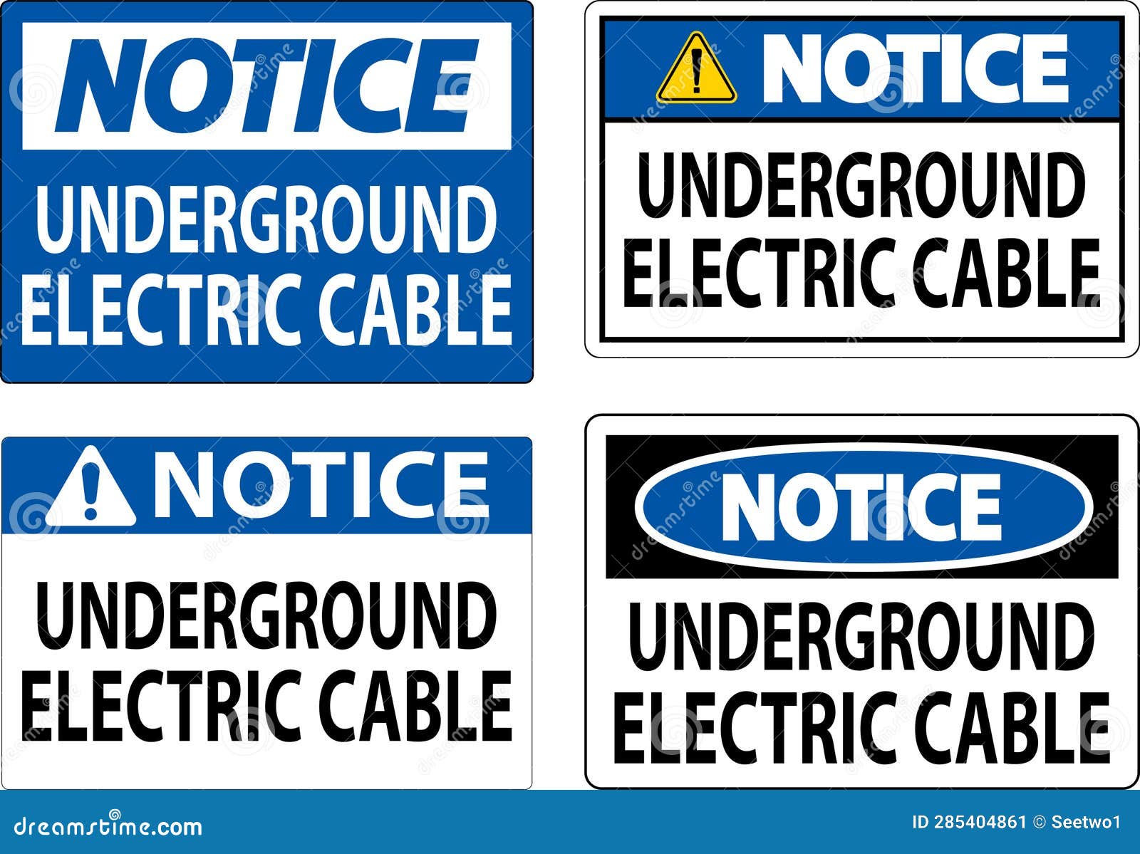 Notice Sign, Underground Electric Cable Stock Vector - Illustration of ...