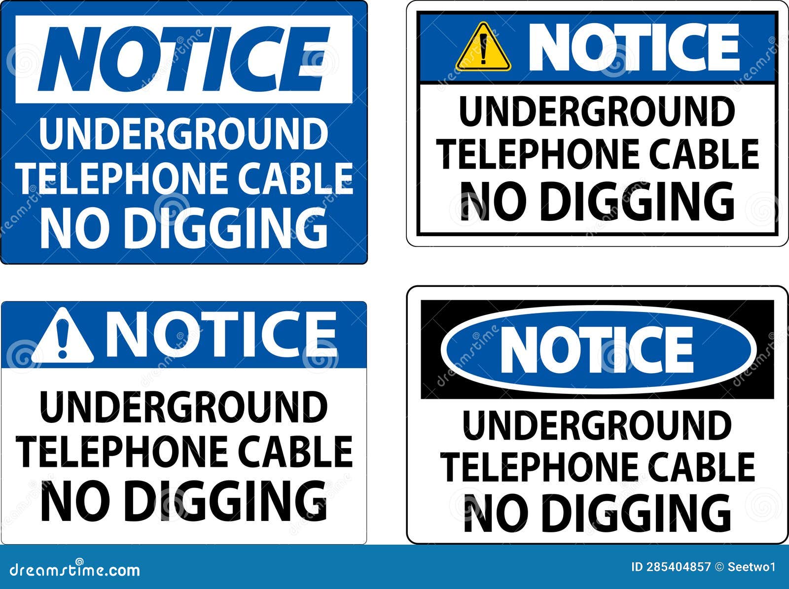 Notice Sign, Underground Telephone Cable No Digging Stock Vector ...
