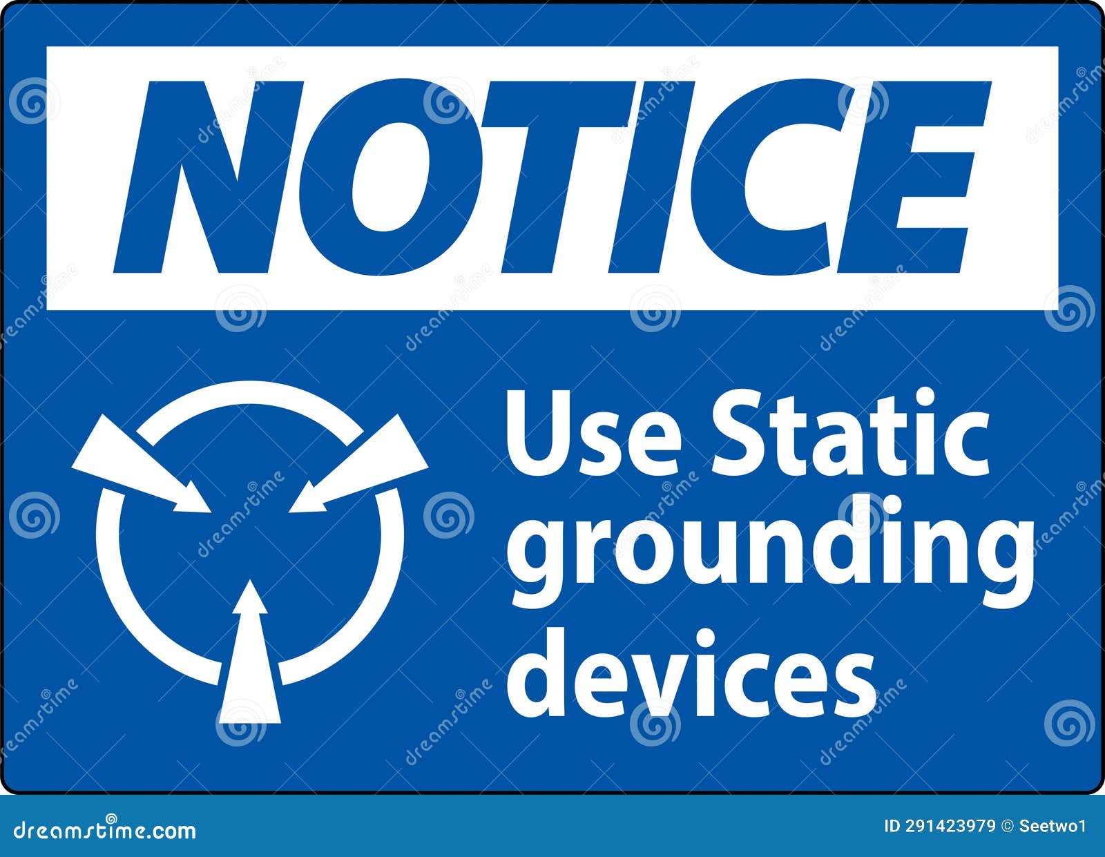 Notice Sign Use Static Grounding Devices Stock Vector - Illustration of ...