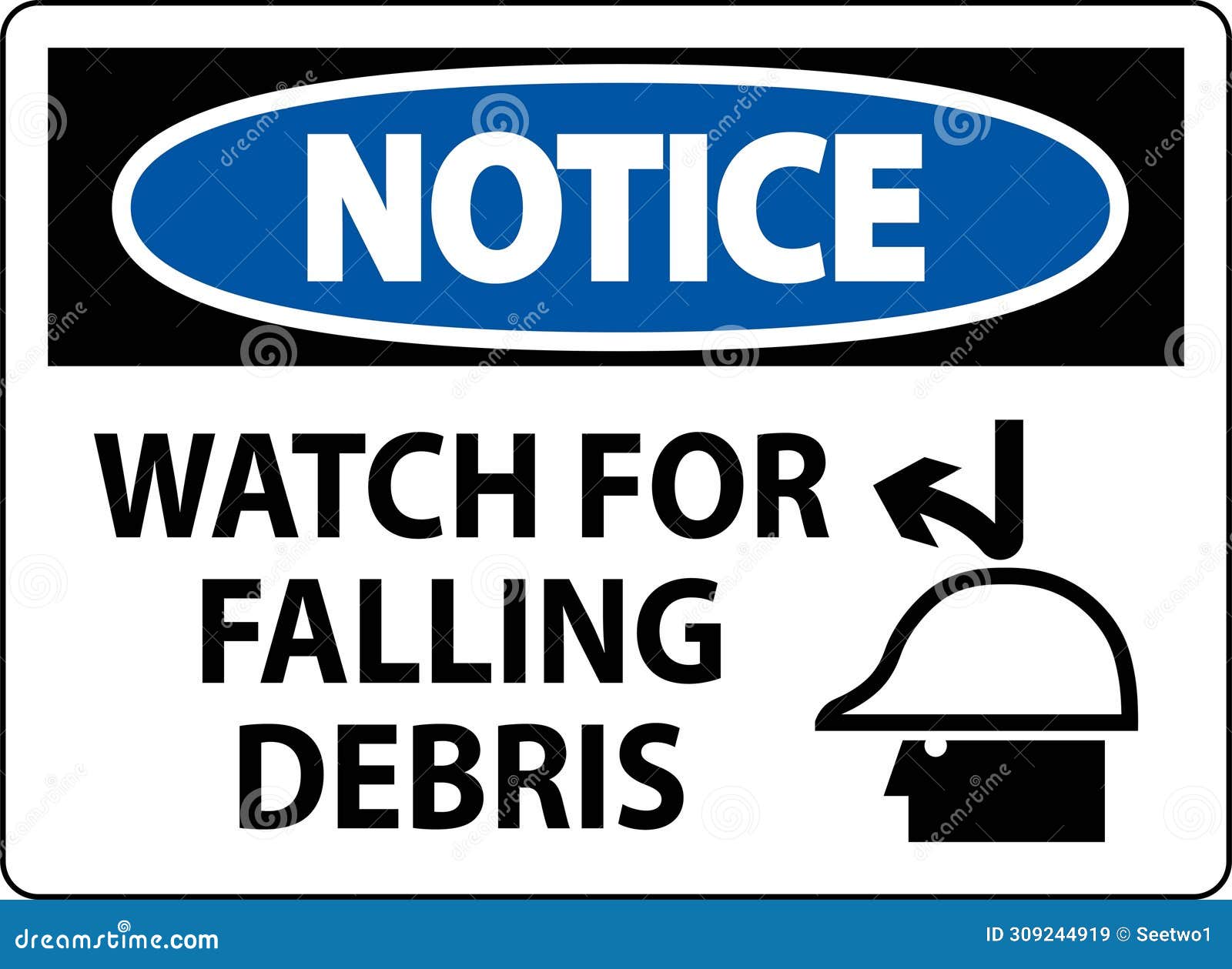 Notice Sign, Watch for Falling Debris Stock Vector - Illustration of ...