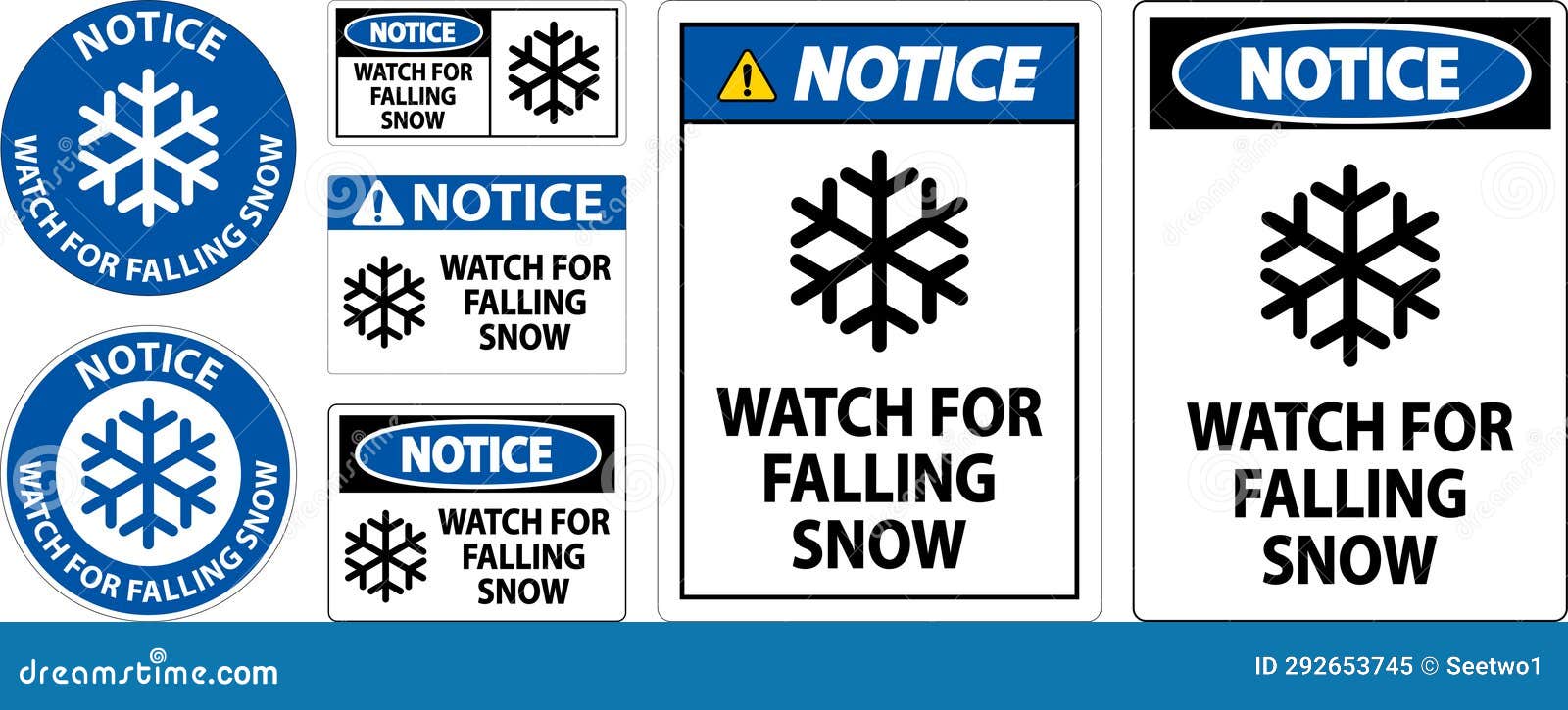 Notice Sign Watch for Falling Snow Stock Vector - Illustration of ...