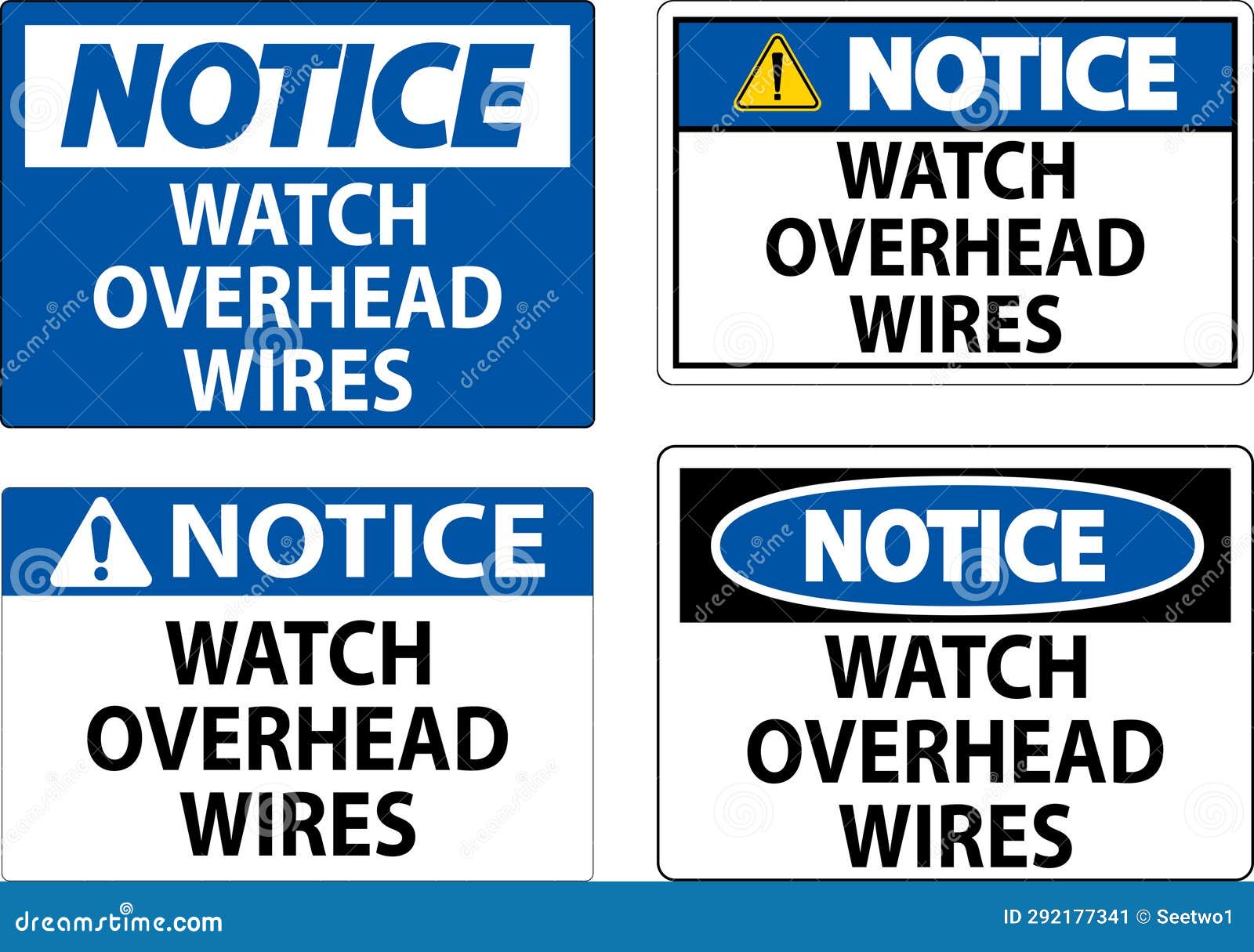 Notice Sign Watch Overhead Wires Stock Illustration - Illustration of ...