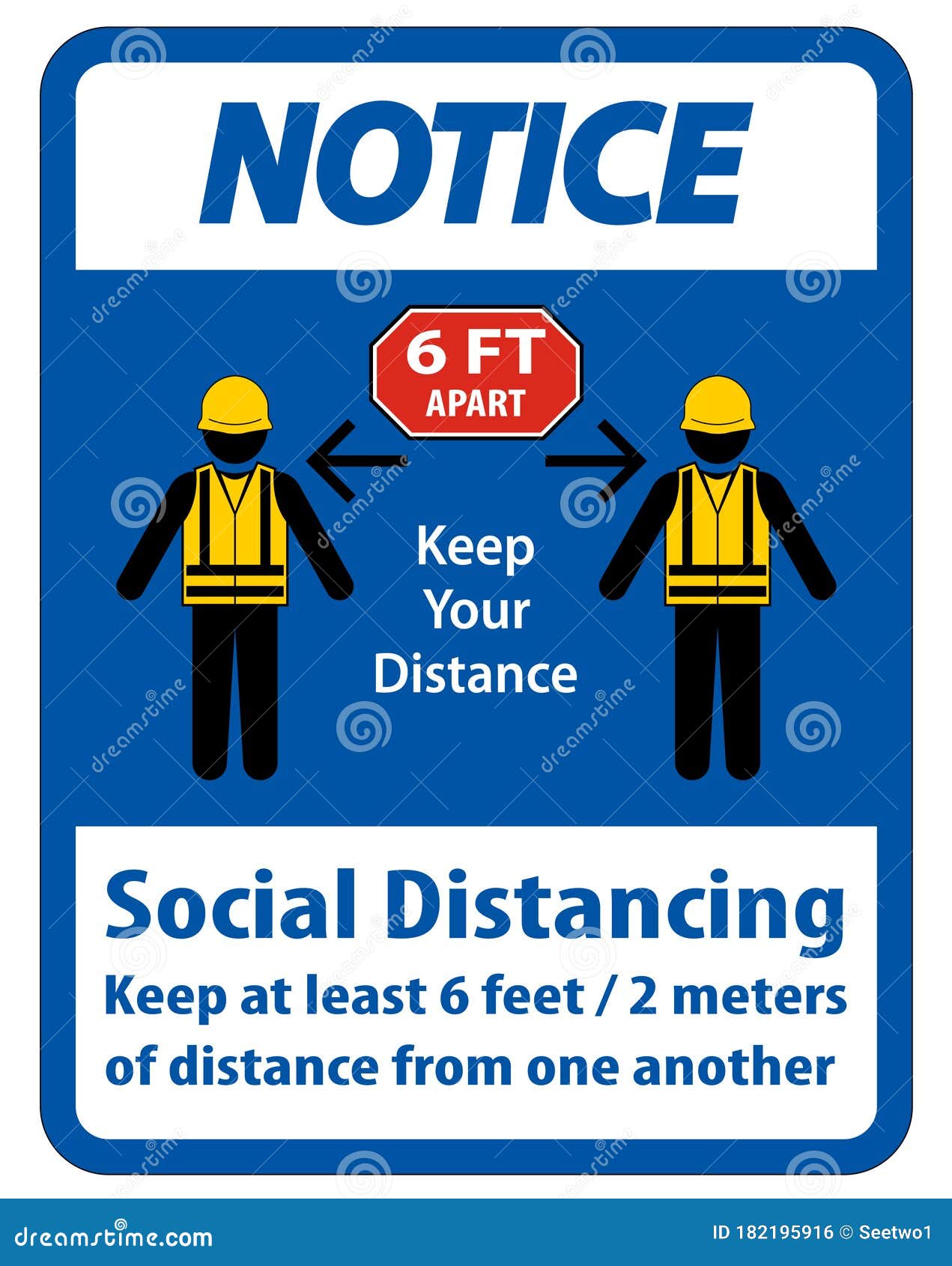 Notice Social Distancing Construction Sign Isolate on White Background ...