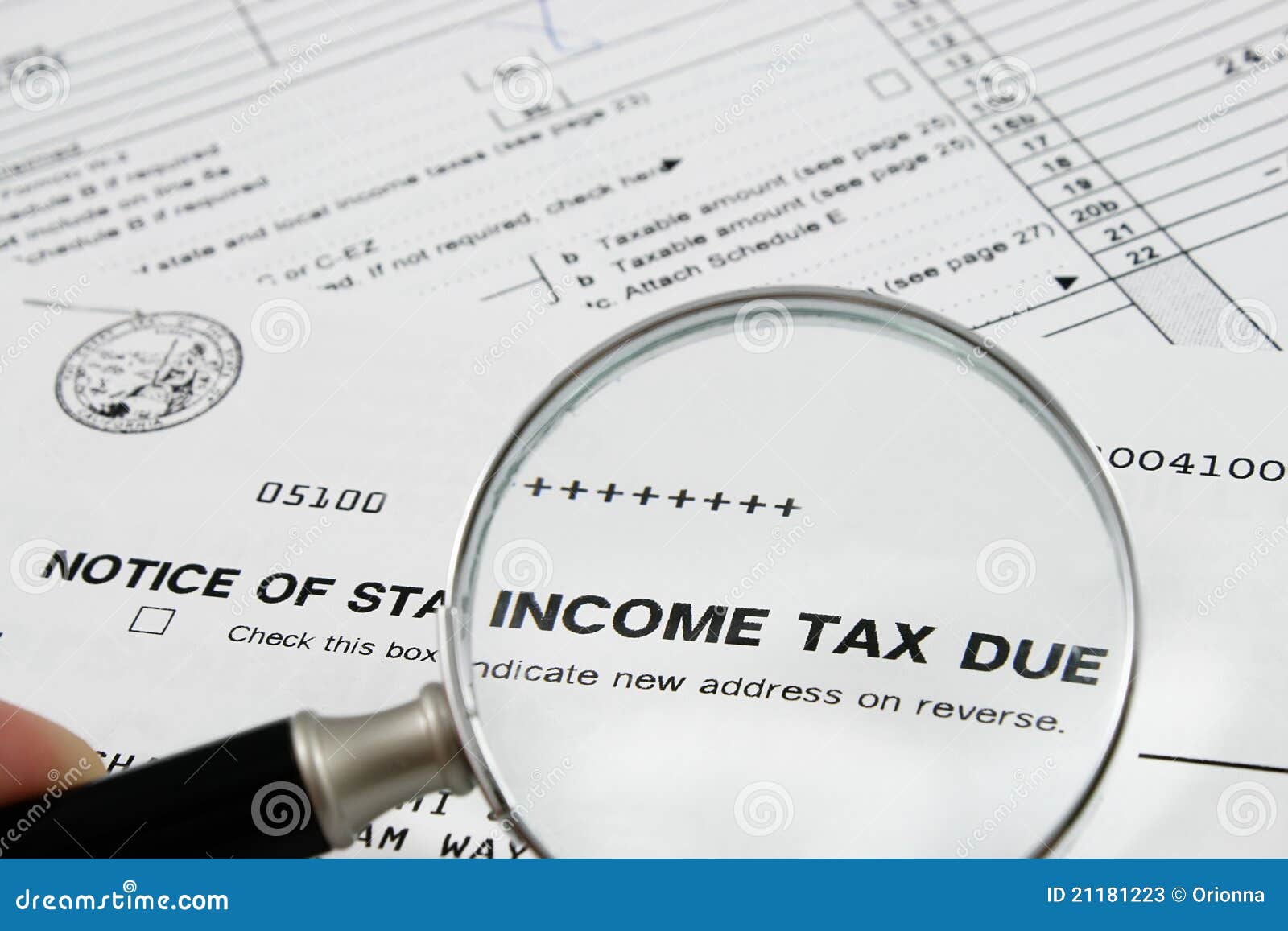 Notice of State Income Tax Due Stock Image - Image of deadline, state ...