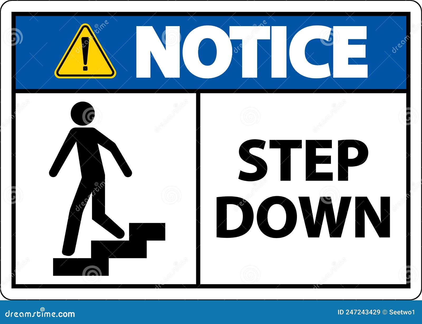 Notice Step Down Sign on White Background Stock Vector - Illustration ...