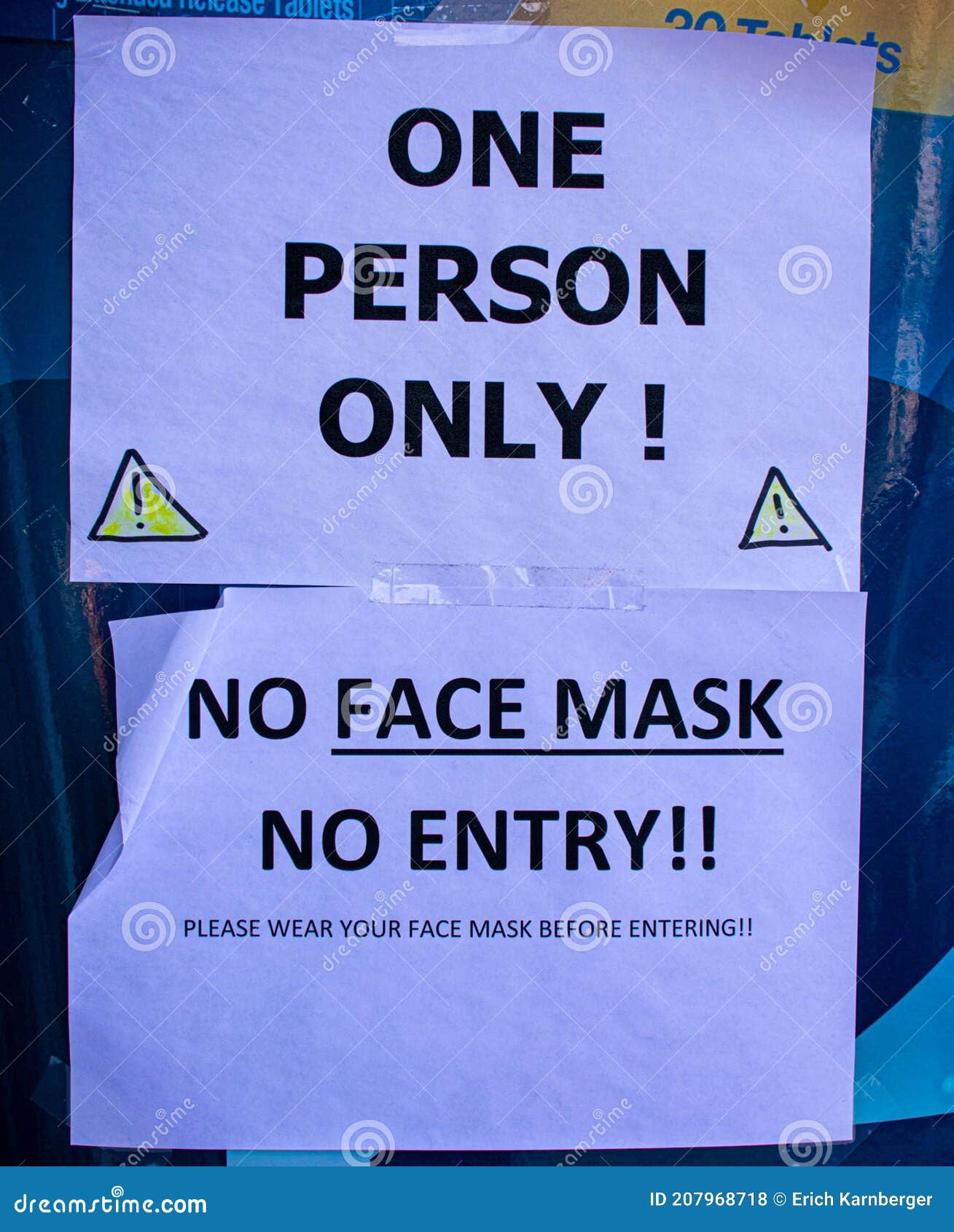 Notice on a Store Window with Covid-19 Rules Stock Photo - Image of ...