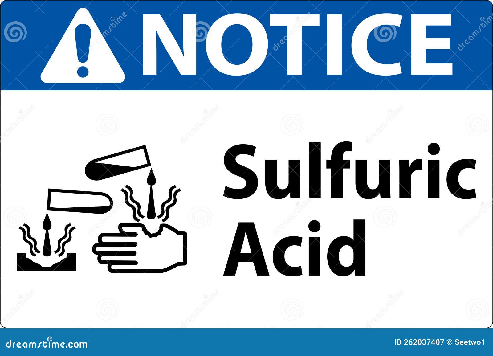 Notice Sulfuric Acid Sign on White Background Stock Vector ...