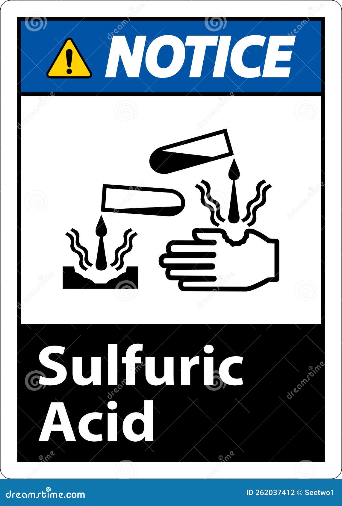Notice Sulfuric Acid Sign on White Background Stock Vector ...