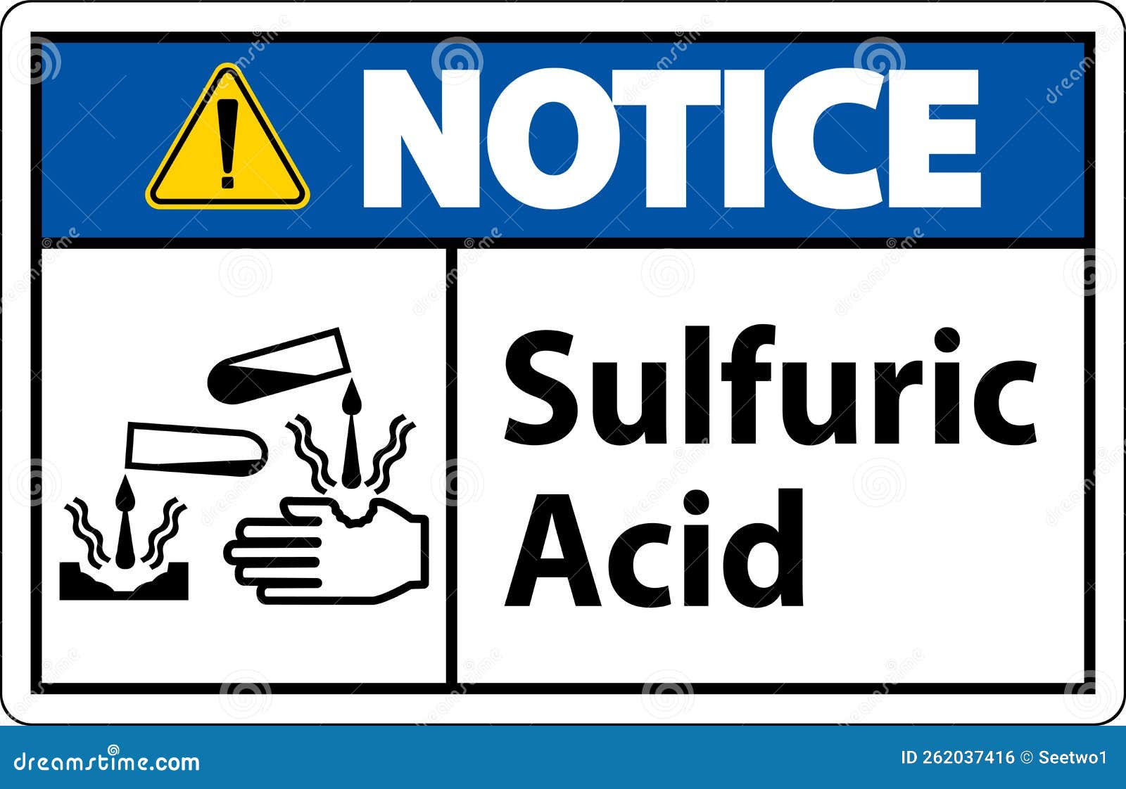 Notice Sulfuric Acid Sign on White Background Stock Vector ...