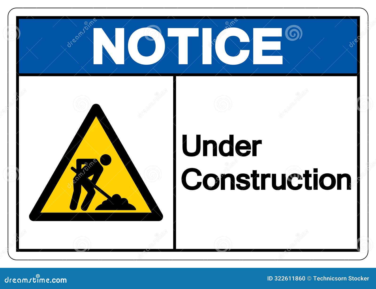 Notice Under Construction Symbol Sign,Vector Illustration, Isolate on ...