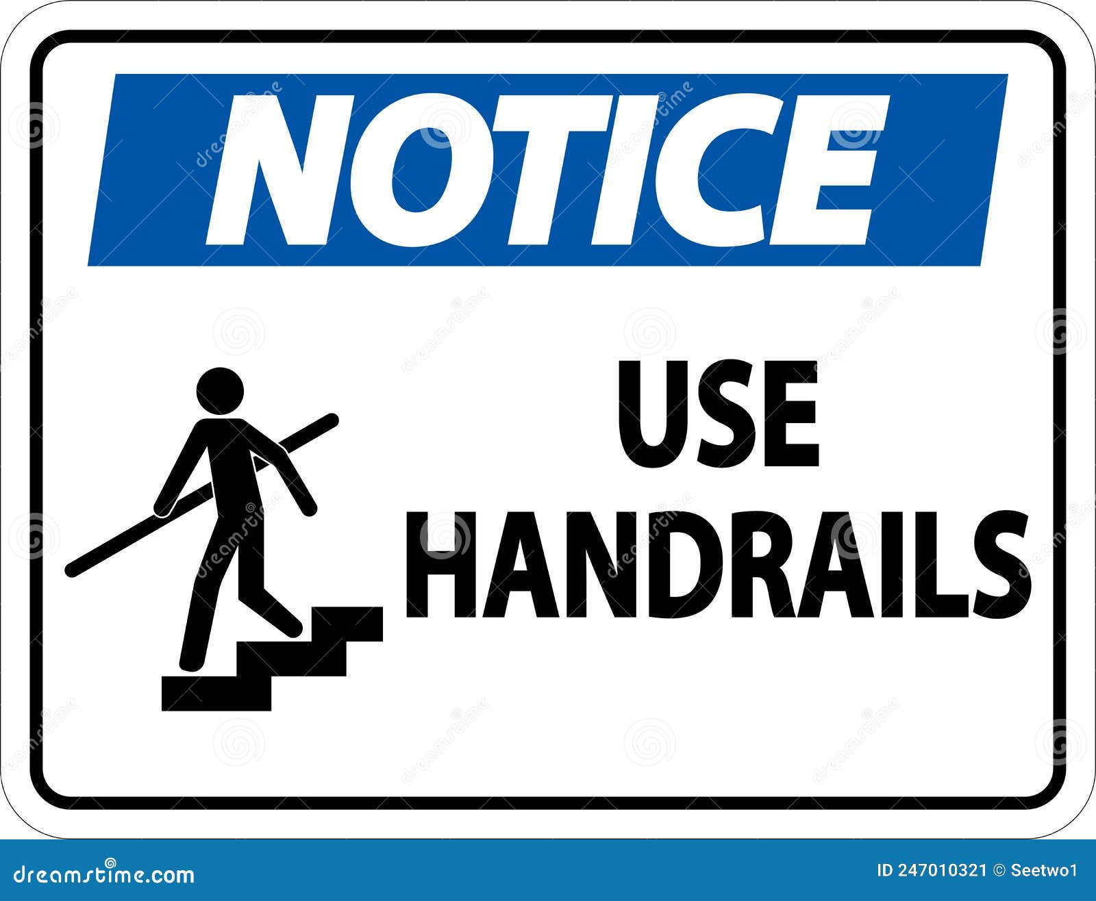 Notice Use Handrail Sign on White Background Stock Vector ...