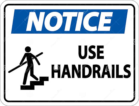 Notice Use Handrail Sign on White Background Stock Vector ...