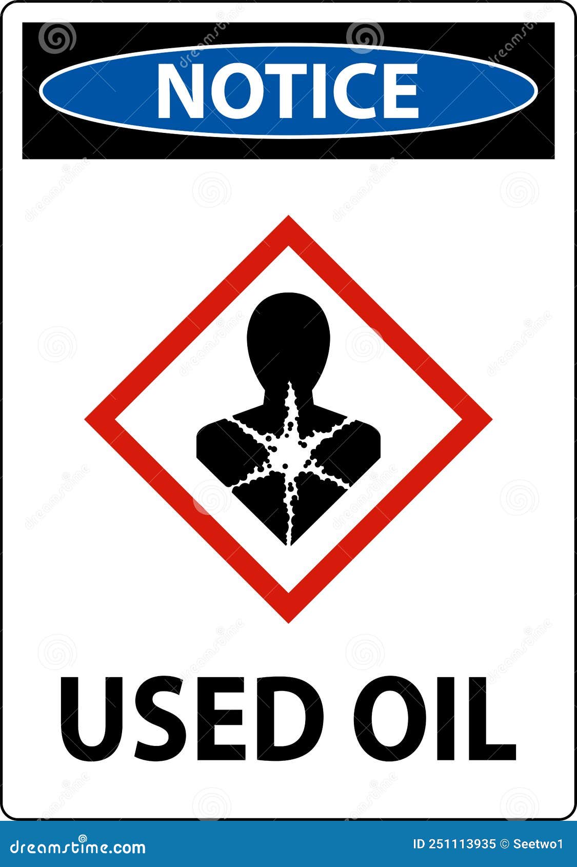 Notice Used Oil Sign on White Background Stock Vector - Illustration of ...