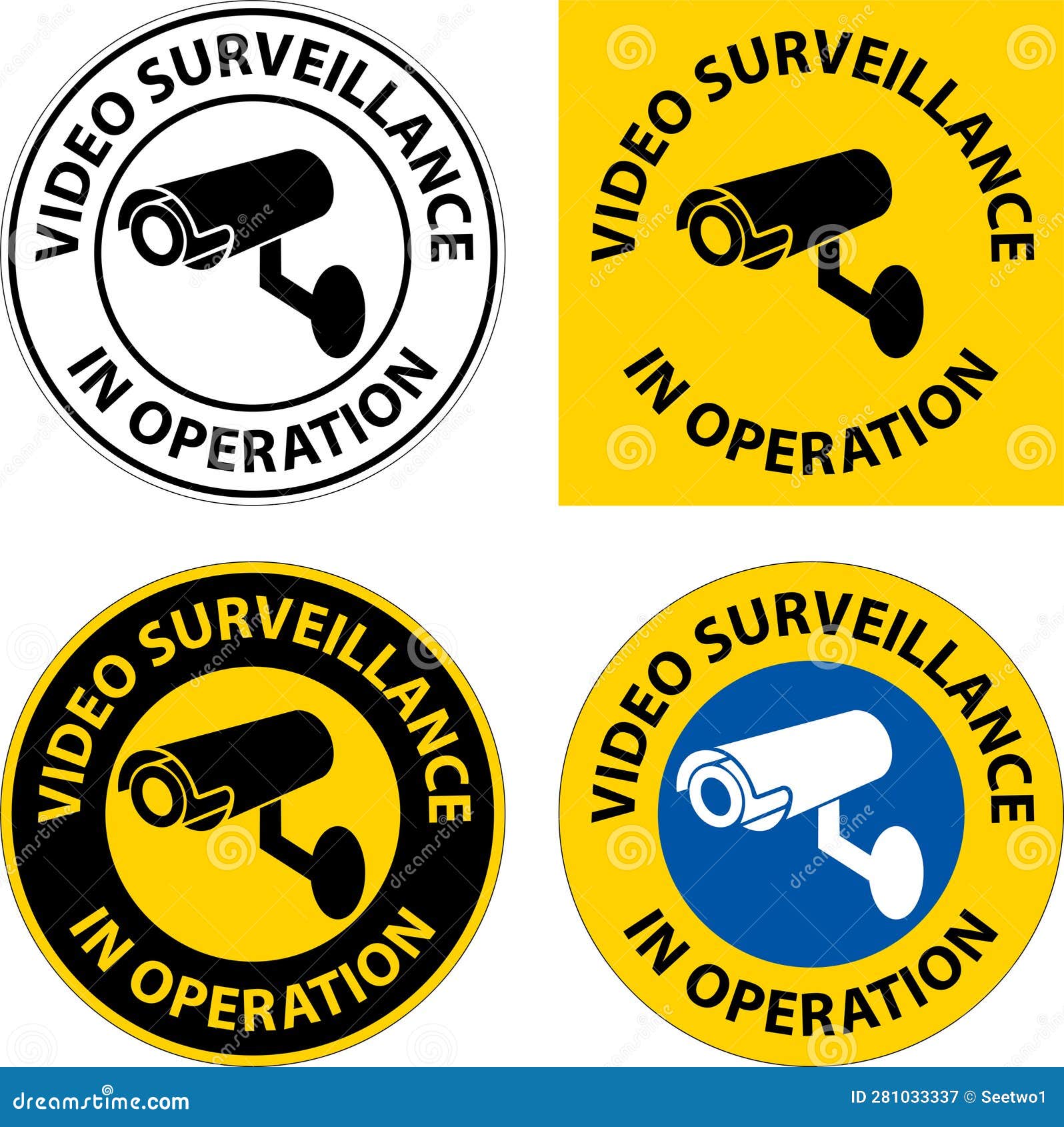 Notice Video Surveillance in Operation Sign White Background Stock ...