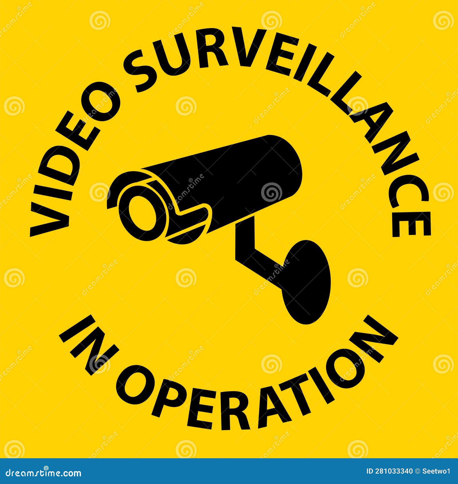 Notice Video Surveillance in Operation Sign White Background Stock ...