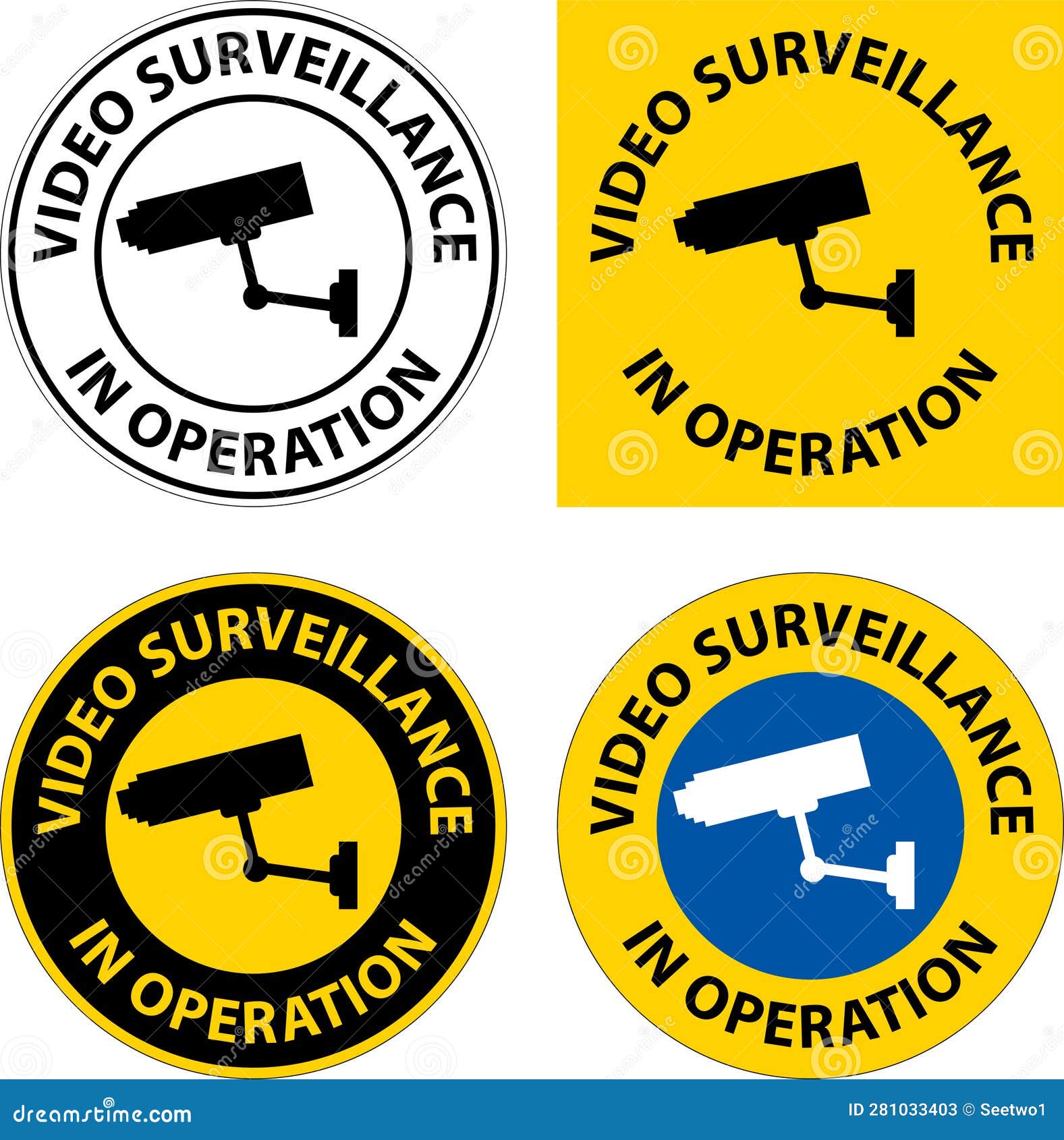 Notice Video Surveillance in Operation Sign White Background Stock ...