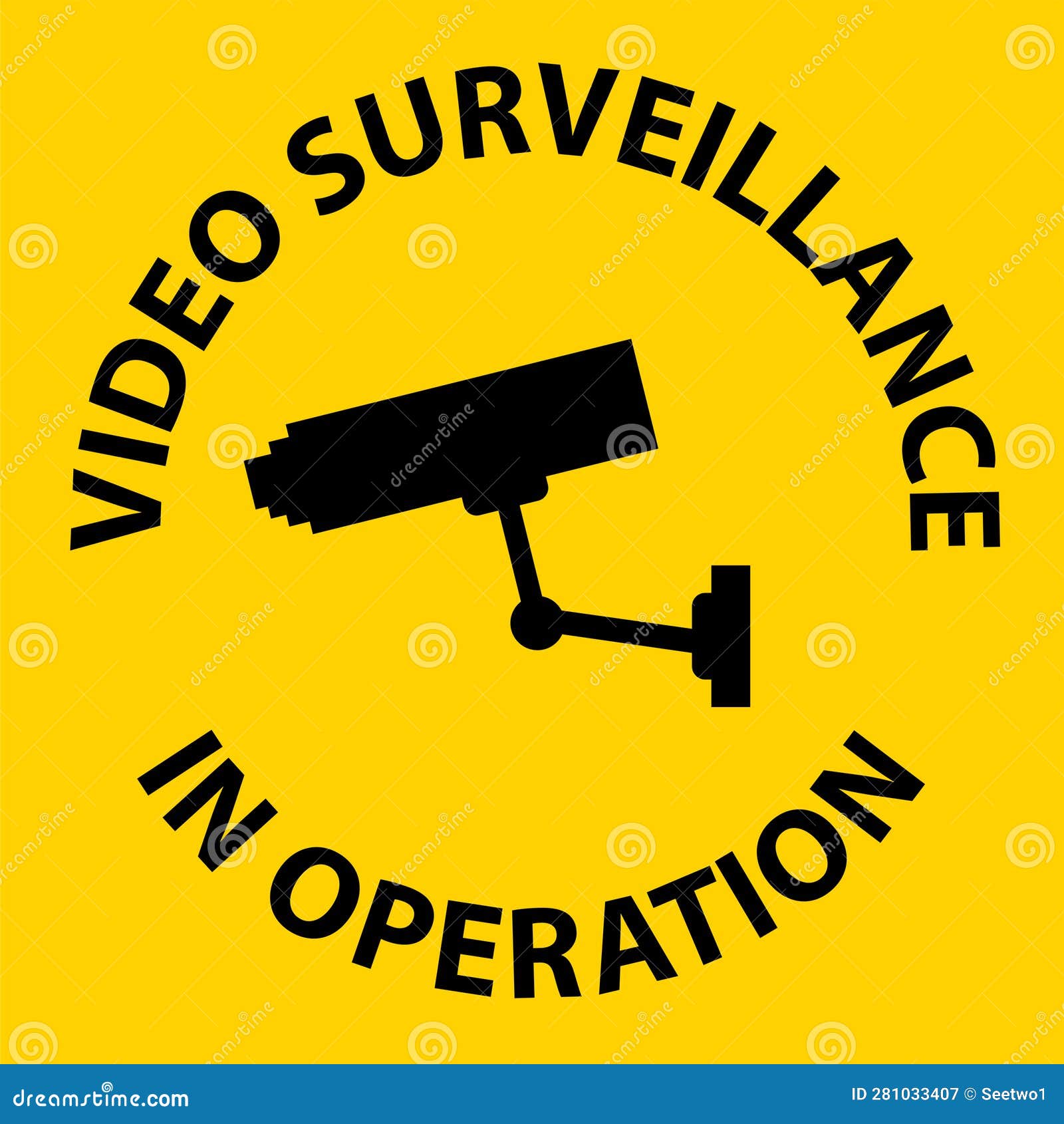 Notice Video Surveillance in Operation Sign White Background Stock ...