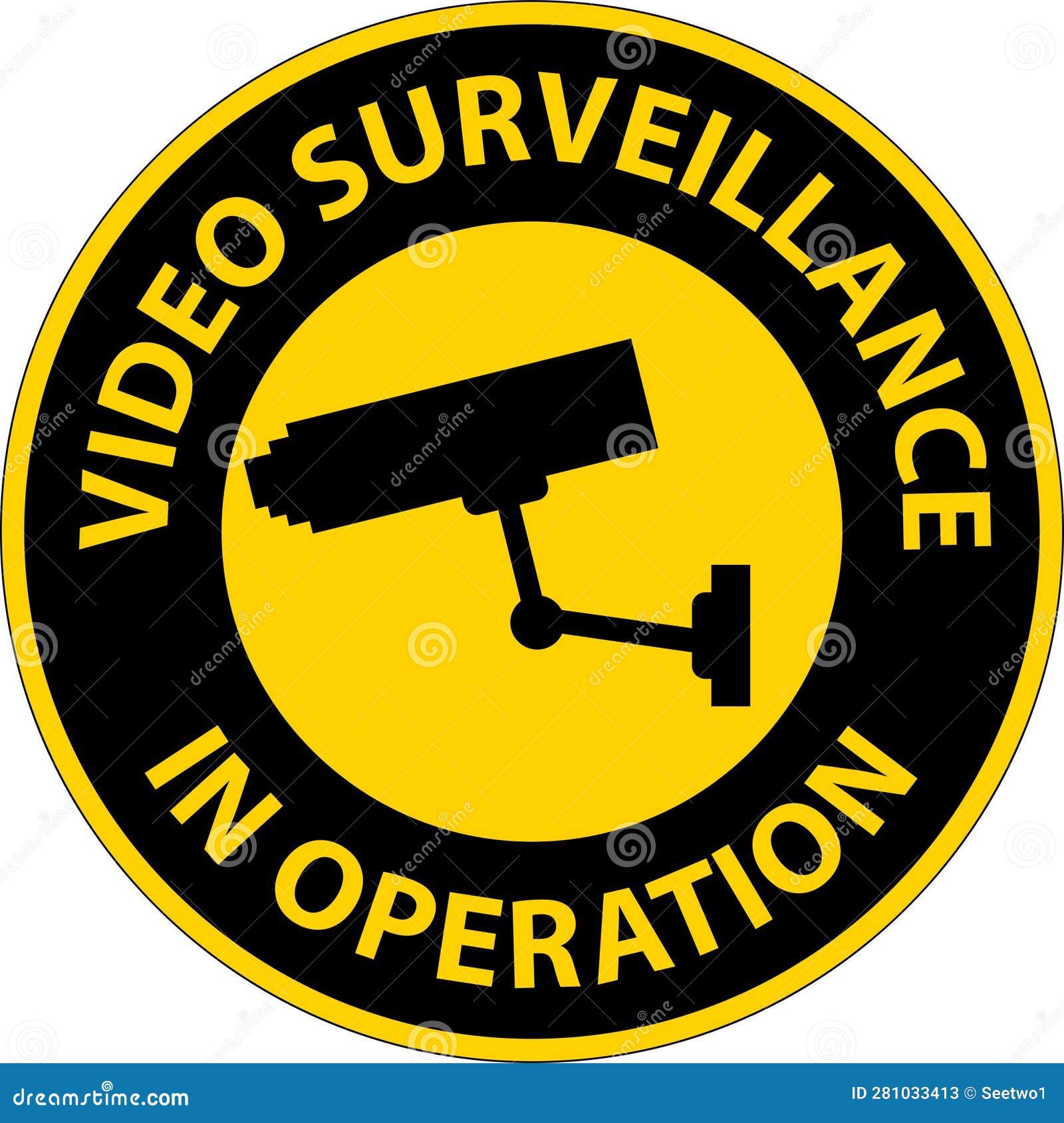 Notice Video Surveillance in Operation Sign White Background Stock ...