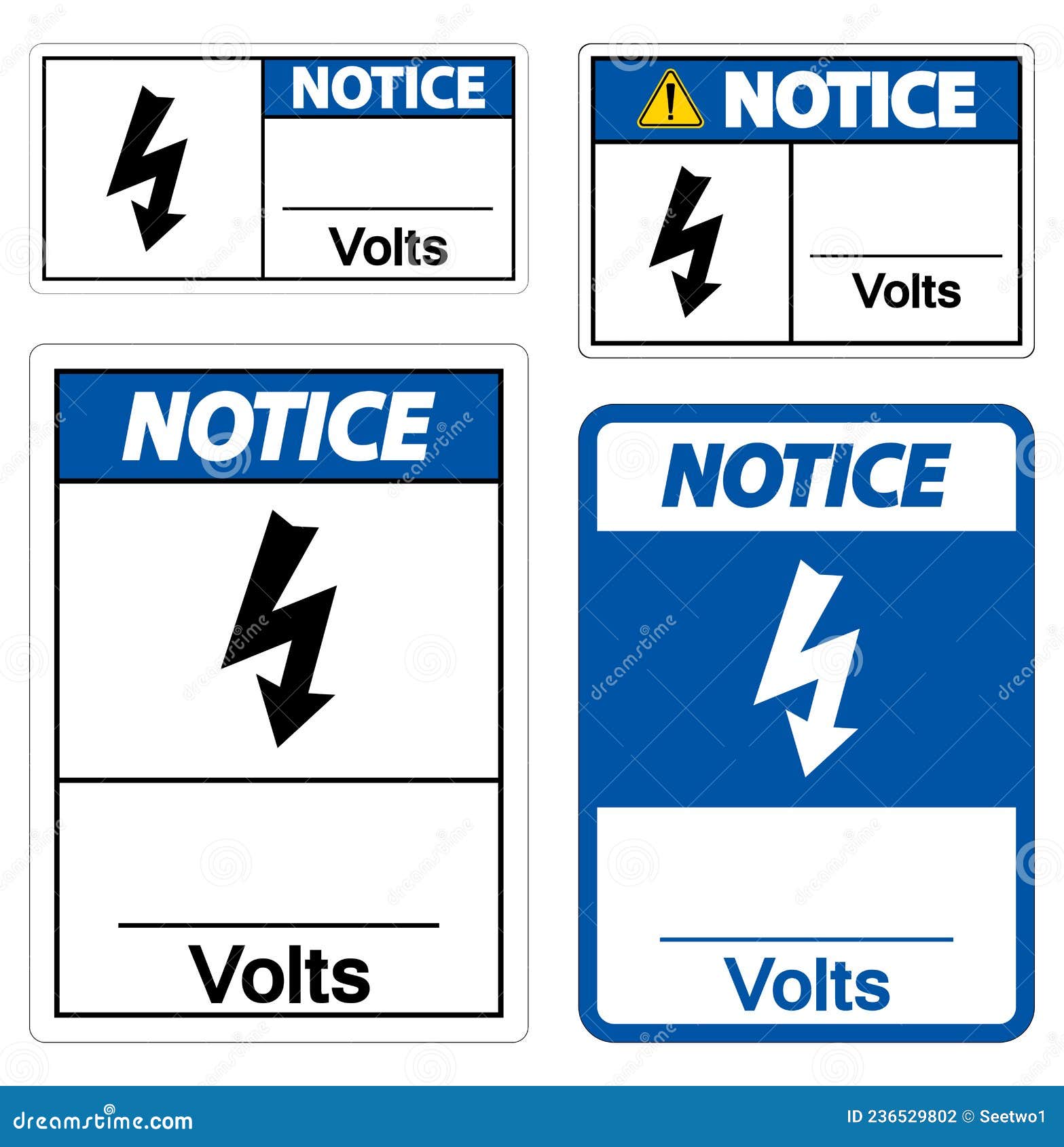 Notice Volts Symbol Sign on White Background Stock Vector ...