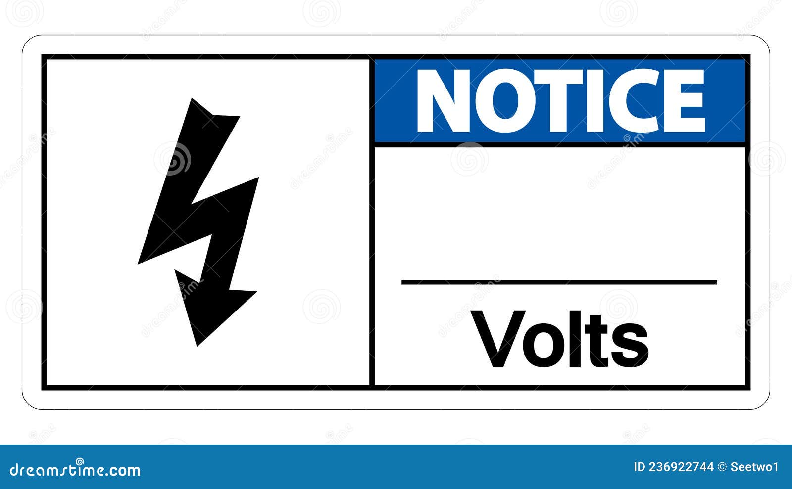 Notice Volts Symbol Sign on White Background Stock Vector ...