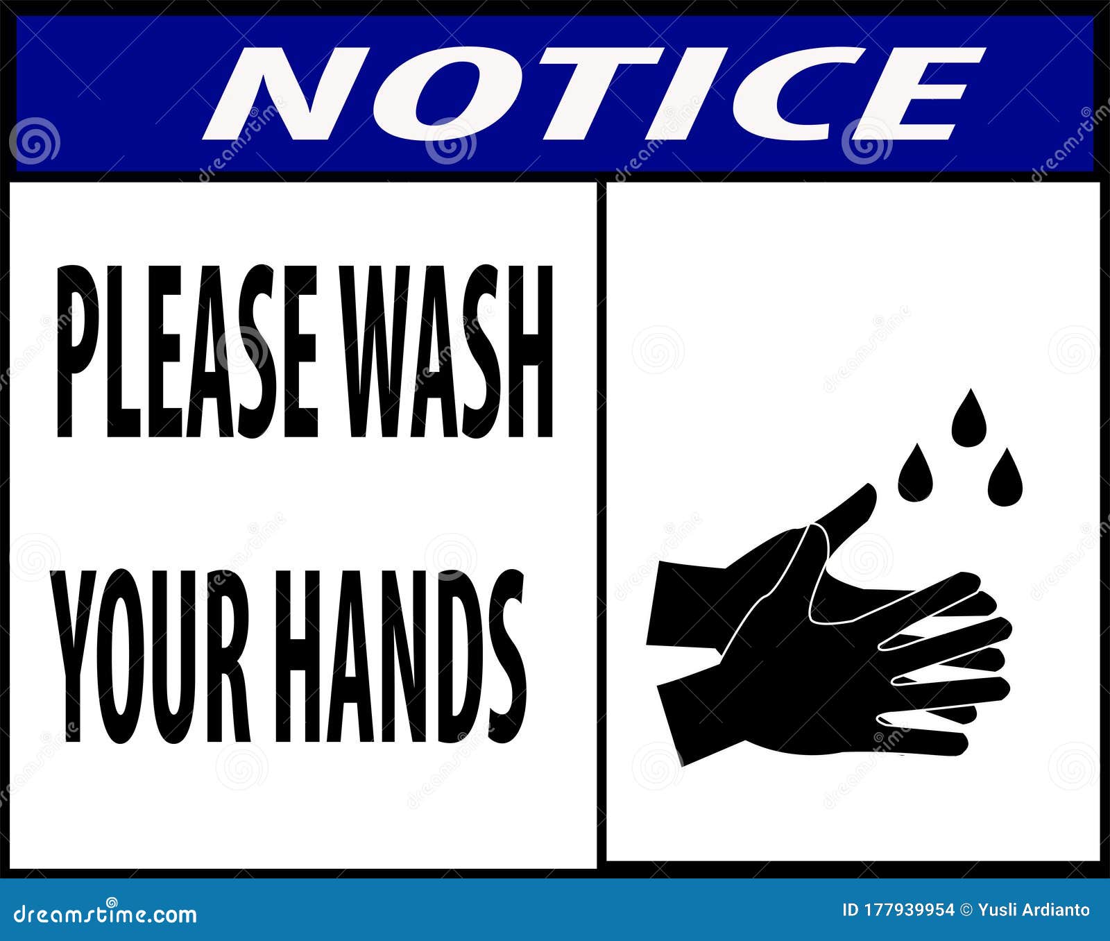 Notice Wash Your Hand Symbol Sign,Vector Illustration, Isolated On ...