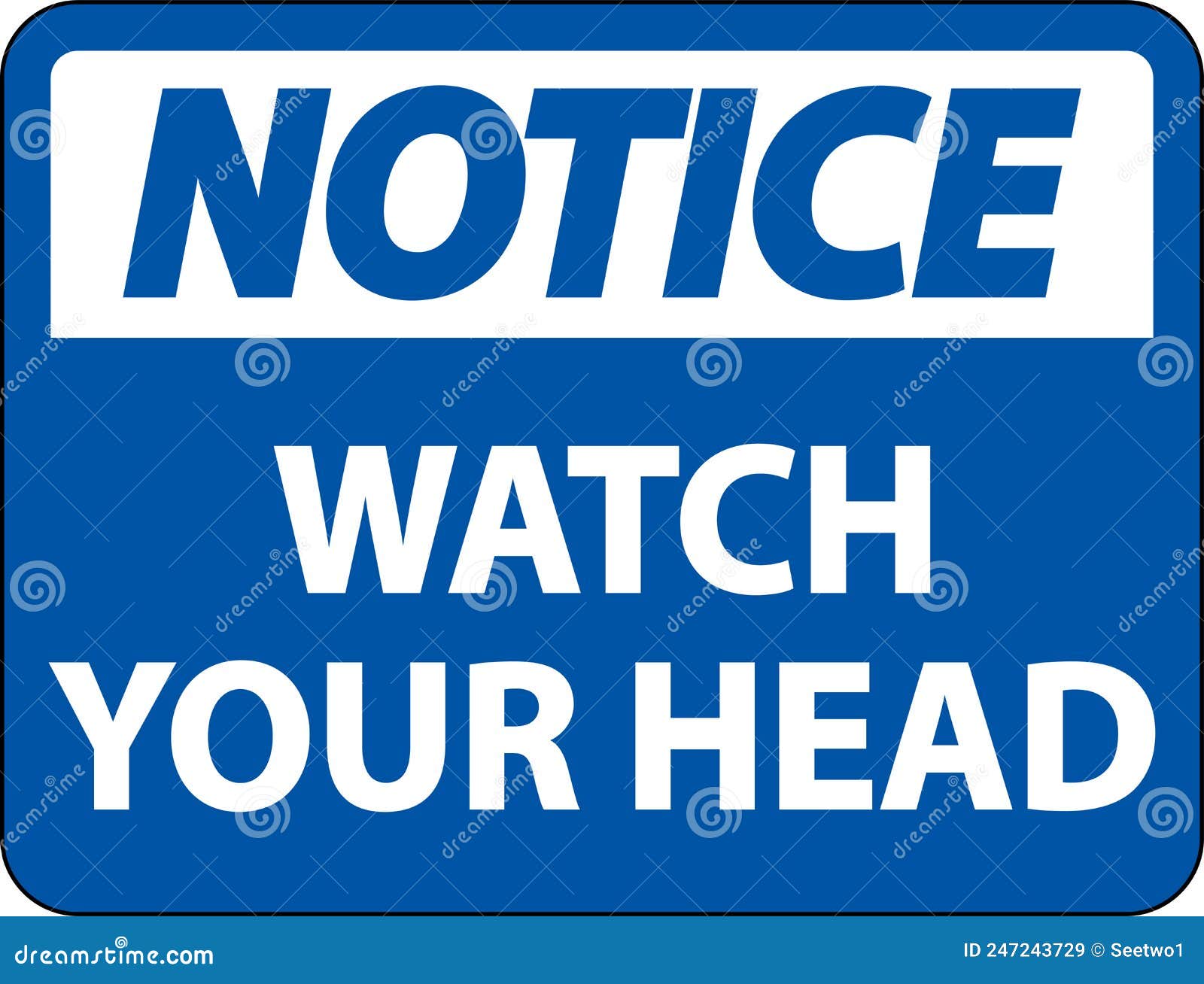 Notice Watch Your Head Sign on White Background Stock Vector ...