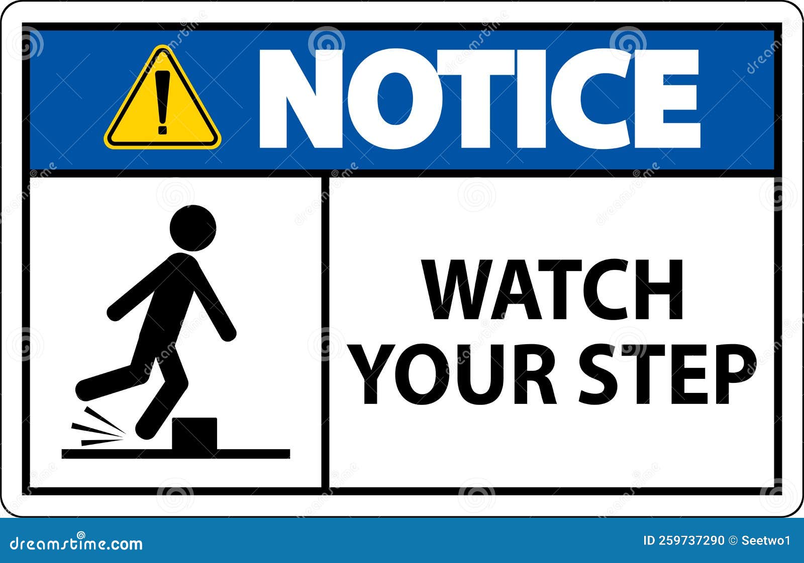 Notice Watch Your Step Sign on White Background Stock Vector ...