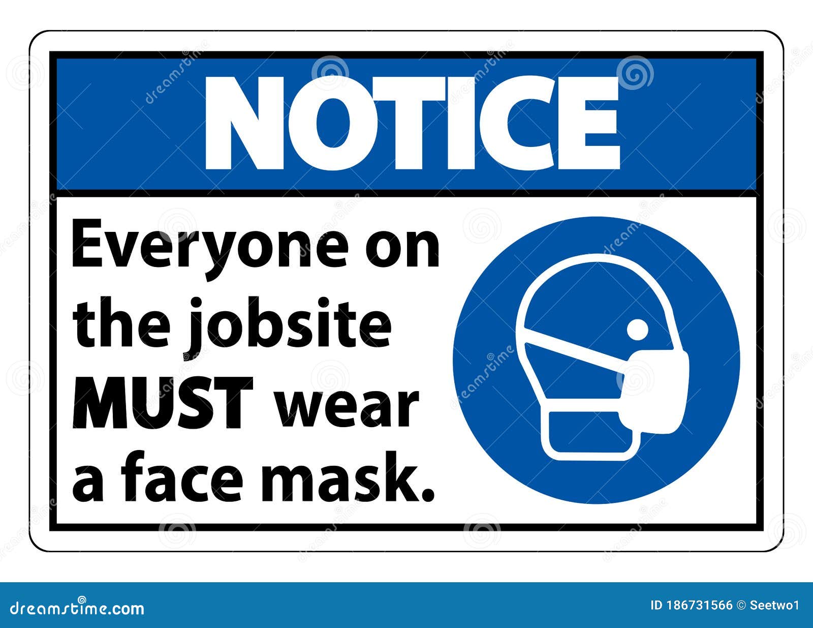Notice Wear a Face Mask Sign Isolate on White Background Stock Vector ...