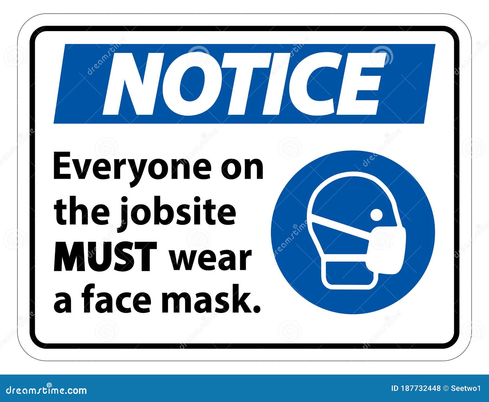Notice Wear a Face Mask Sign Isolate on White Background Stock Vector ...