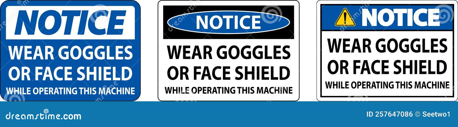 Notice Wear Goggles or Face Shield Sign on White Background Stock ...