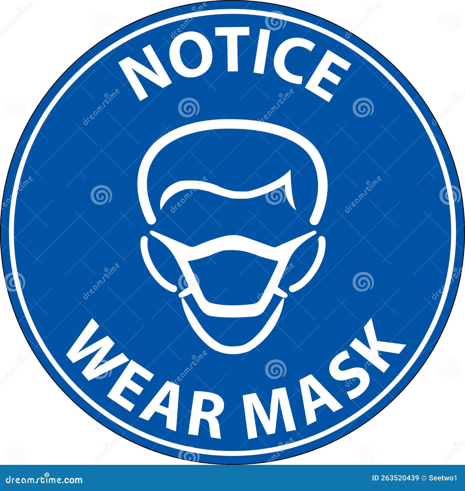 Notice Wear Mask Sign on White Background Stock Vector - Illustration ...