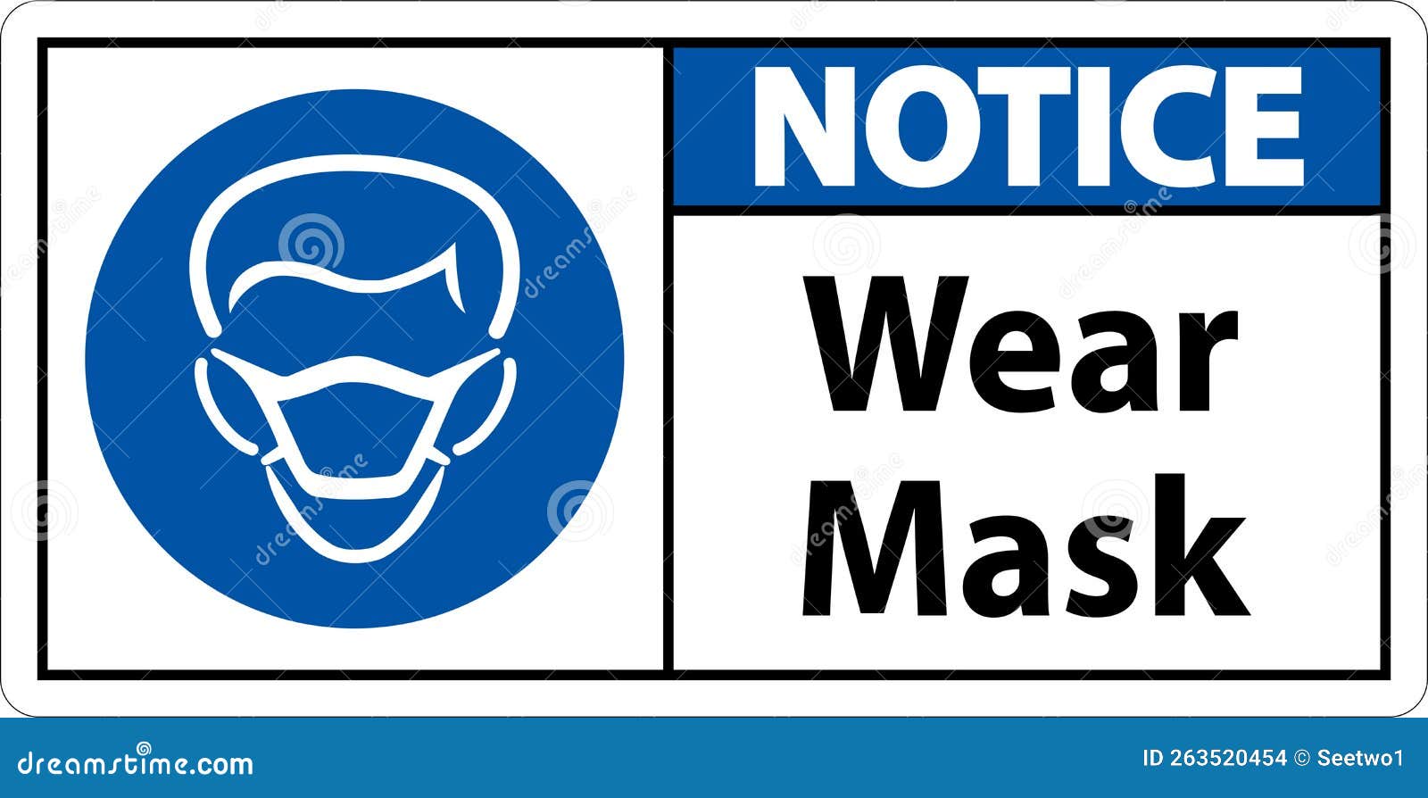 Notice Wear Mask Sign on White Background Stock Vector - Illustration ...