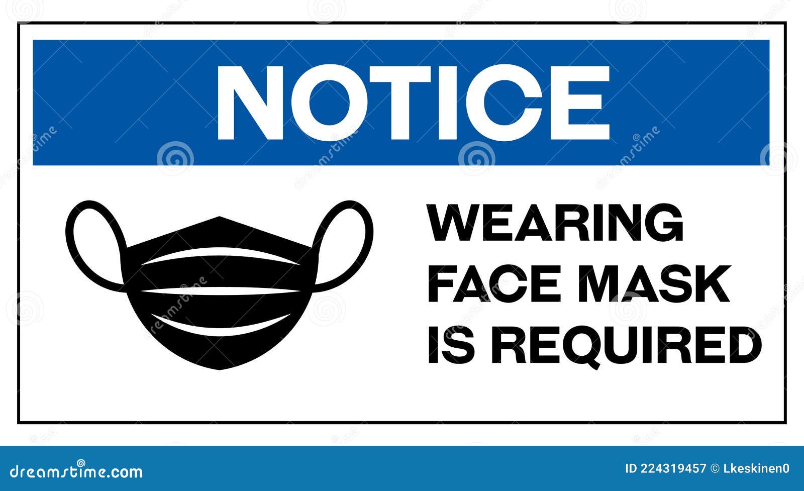 Notice Wearing Face Mask is Required in English Stock Vector ...