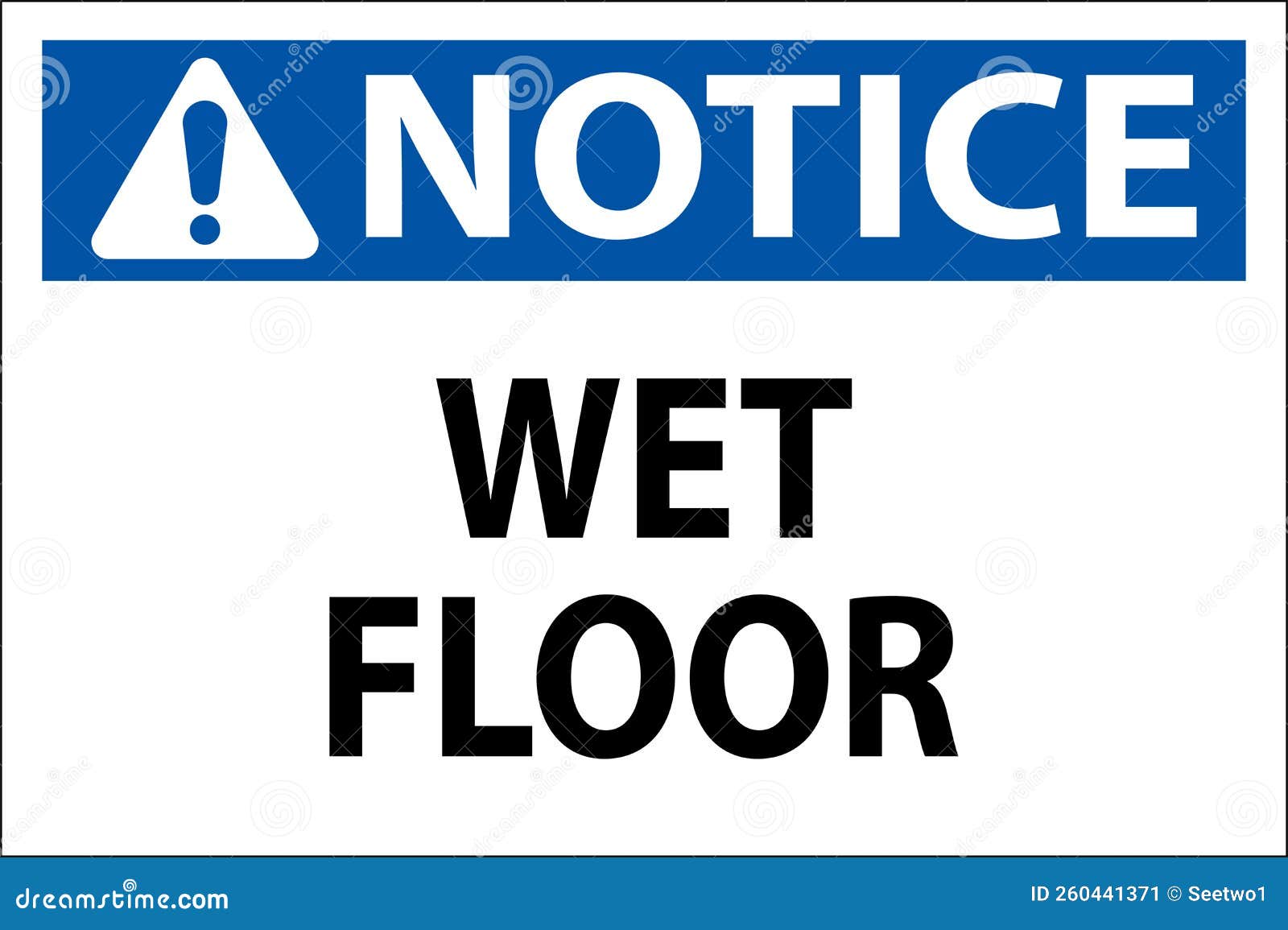 Notice Wet Floor Label Sign on White Background Stock Vector ...