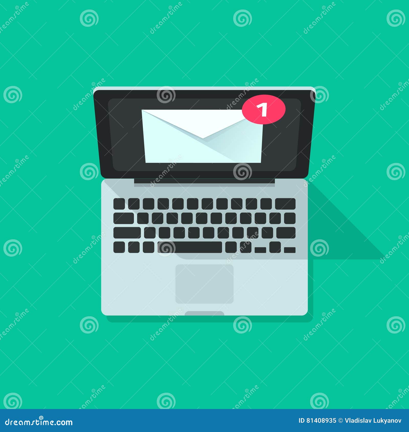 Notifica E-mail Sul Vettore Del Computer Portatile, Concetto Del ...