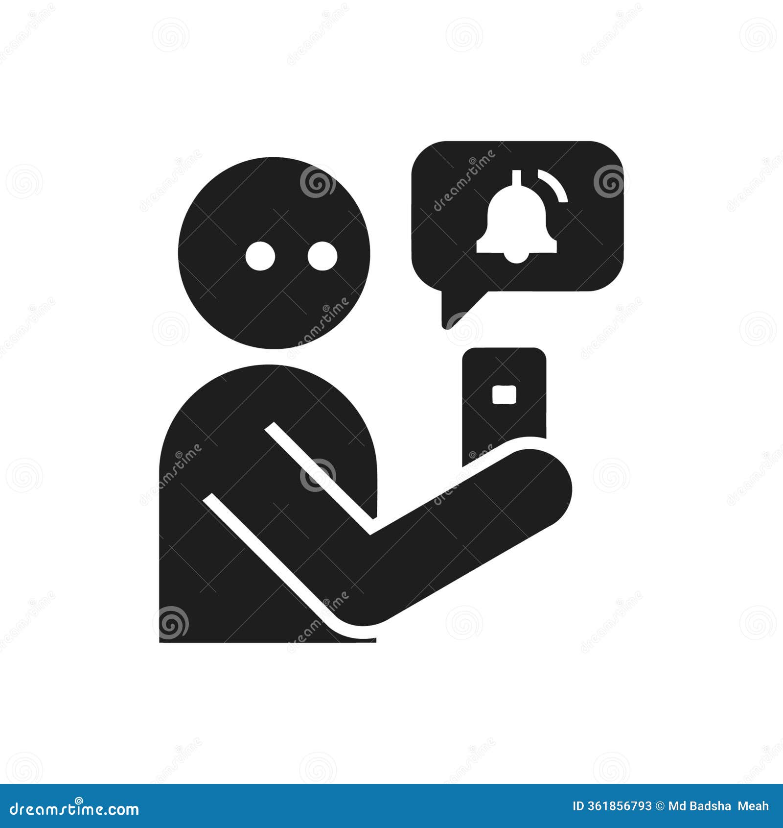 Notification Alert With Hand Tapping Screen In Flat Vector Illustration ...