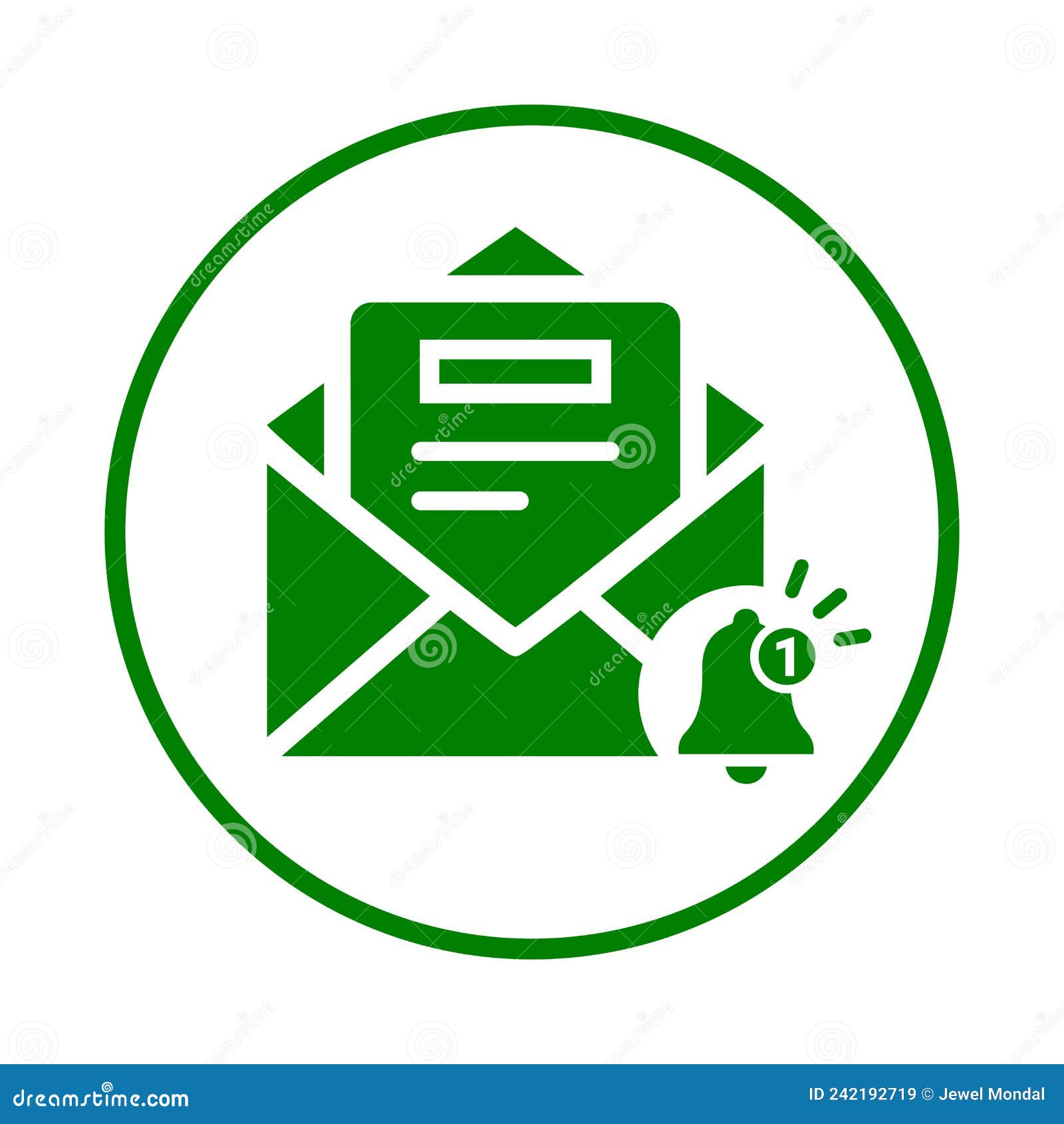 Notification, Alert, Mail Icon. Green Vector Sketch Stock Vector ...