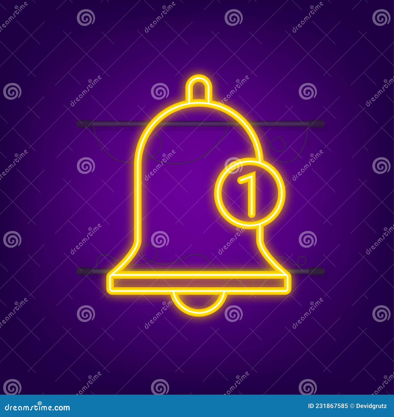 Notification Bell Icon for Incoming Inbox Message. Neon Icon Stock ...