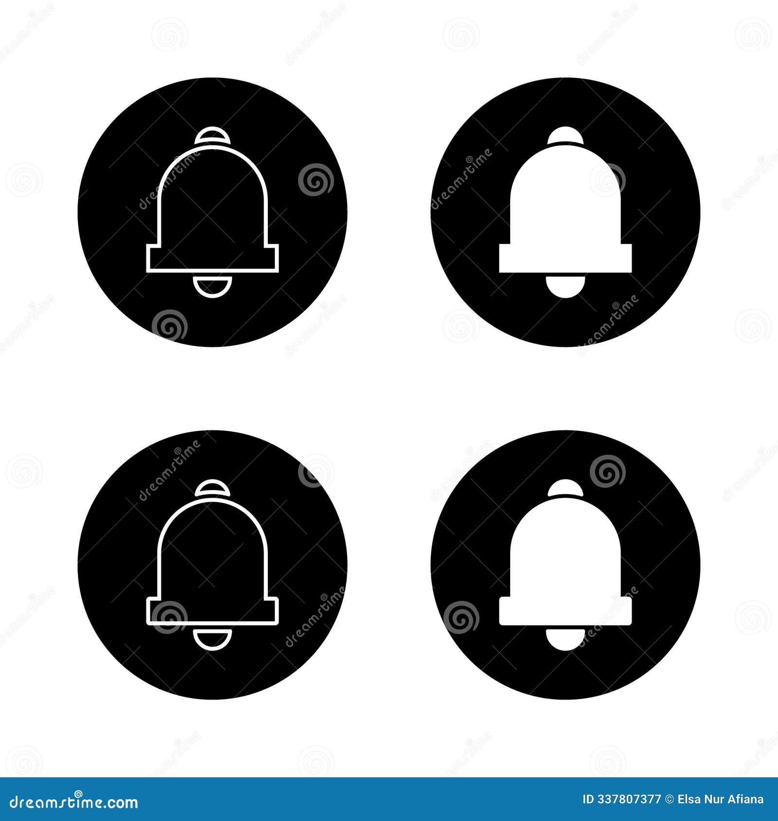 Notification Bell Icon Set on Black Circle. Alarm, Reminder Concept ...