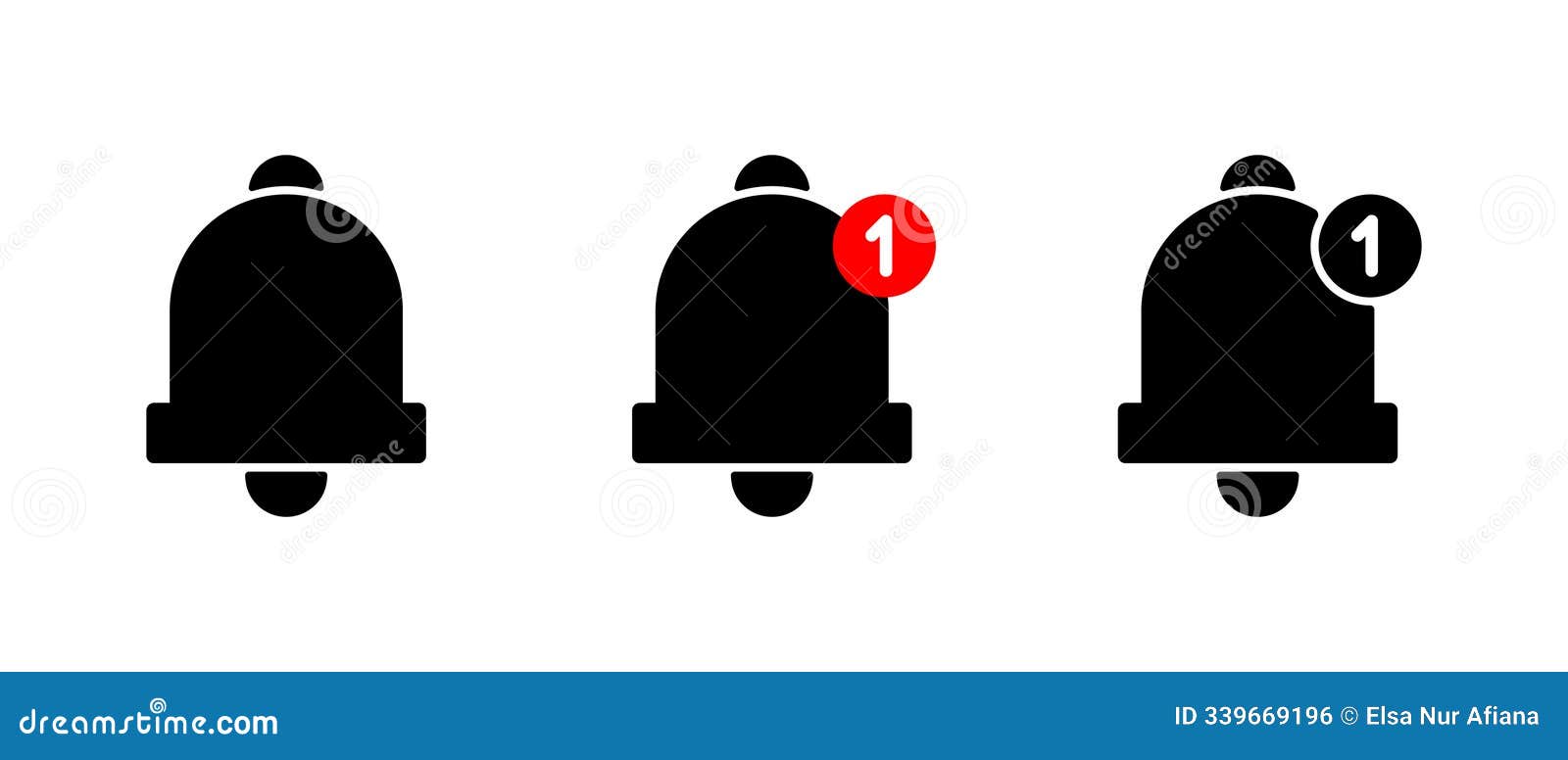 Notification Bell Icon Set in Flat Style. New Notice Sign Symbol Stock ...