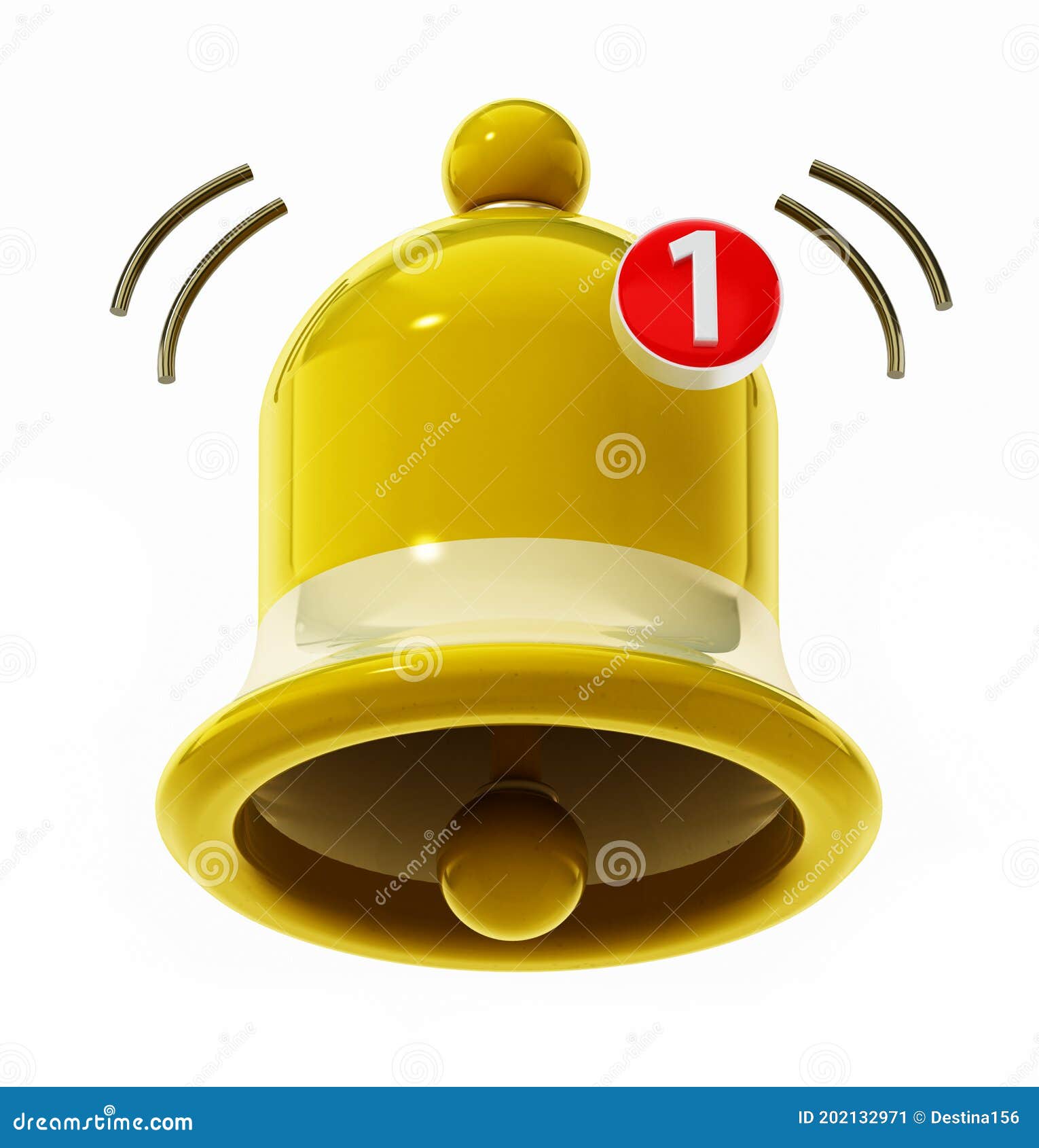 Notification Bell Isolated on White Background. 3D Illustration Stock ...