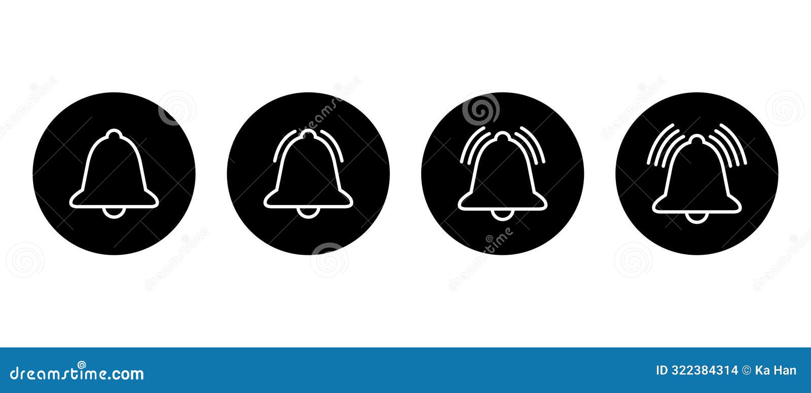 Notification Bell Line Icon on Black Circle. Alert, Ringing Concept ...