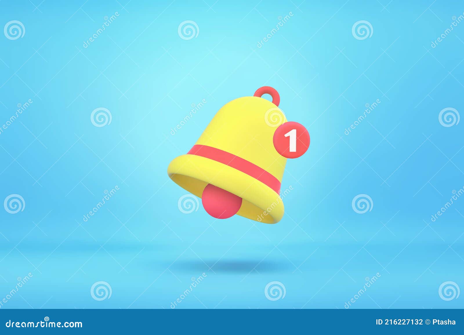 Notification Bell with One New Notification on Blue Background Stock ...