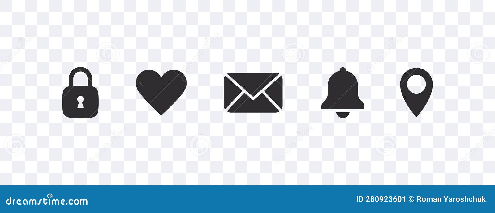 Notification and Geolocation Icons. Functional Web Icons Stock Vector ...